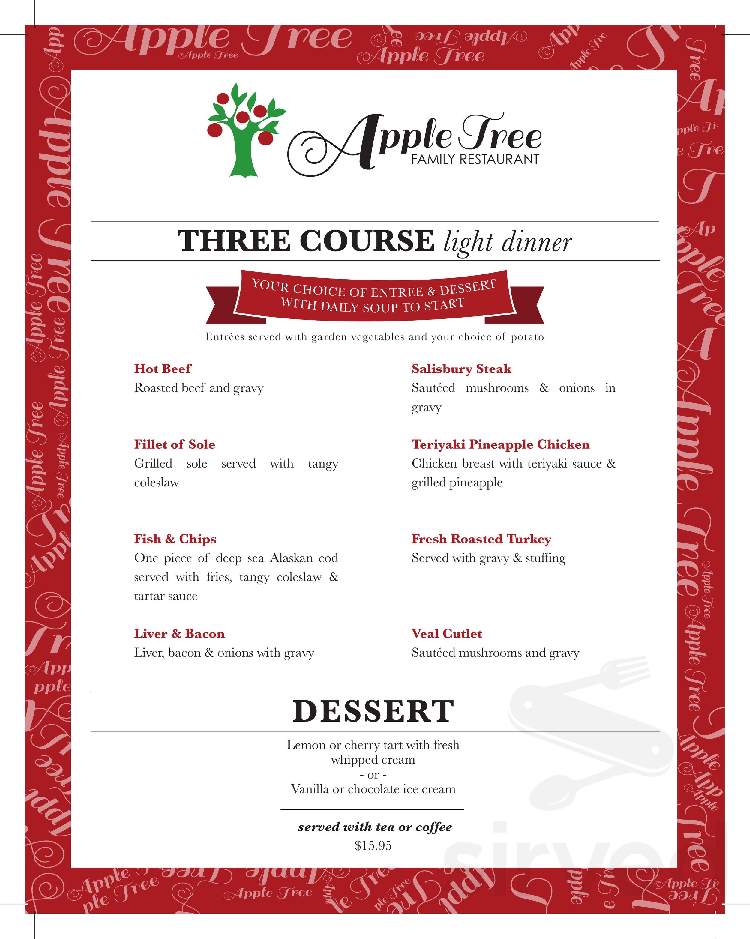 Apple Tree Restaurant menus in Victoria, British Columbia, Canada
