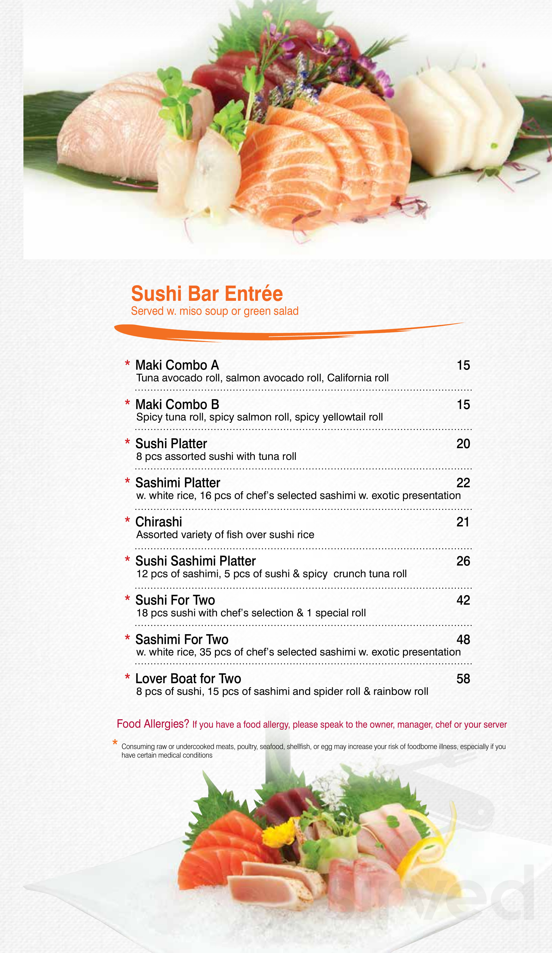 Sasa menu in Farmingdale, New York, USA