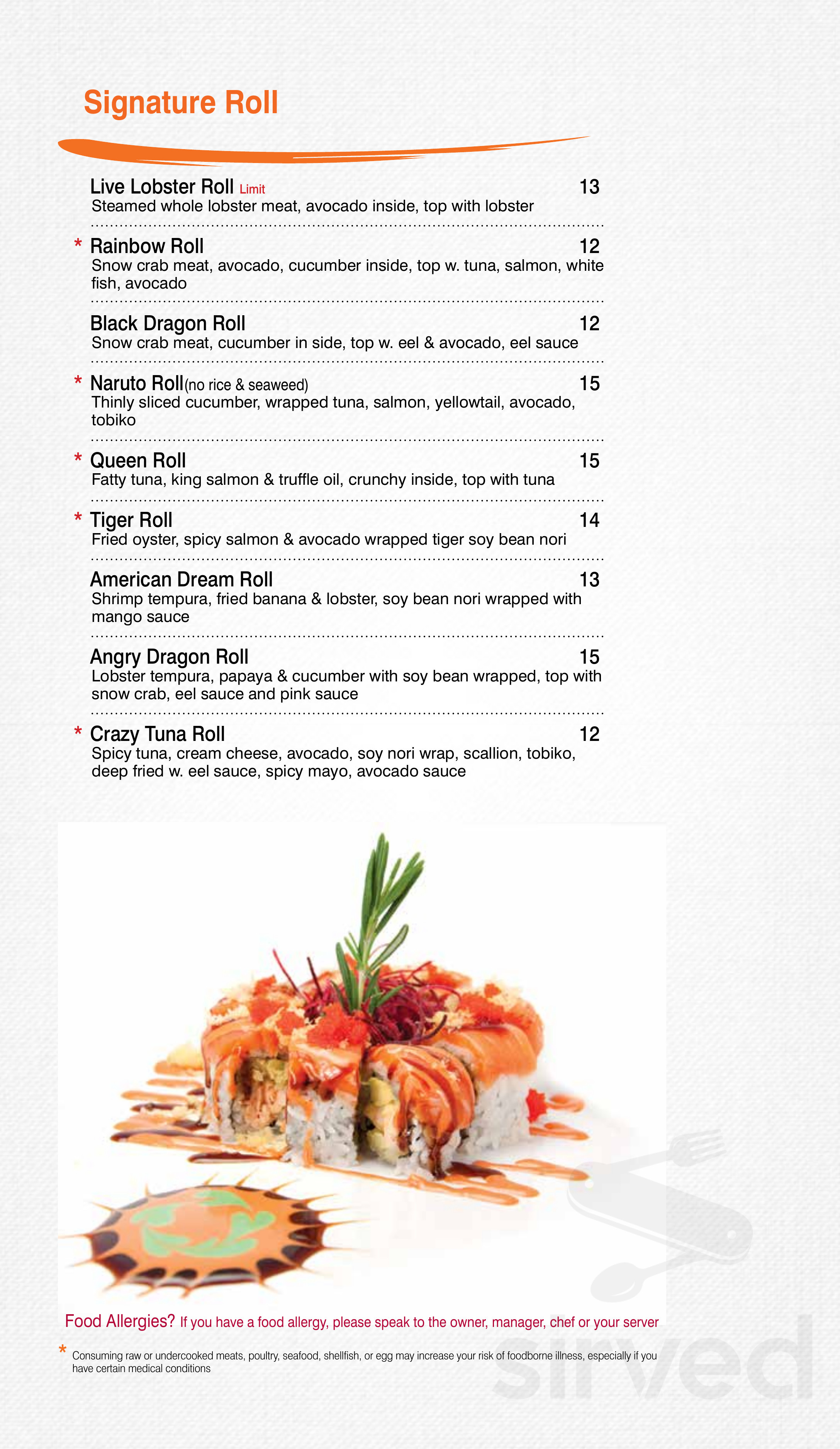 Sasa menu in Farmingdale, New York, USA