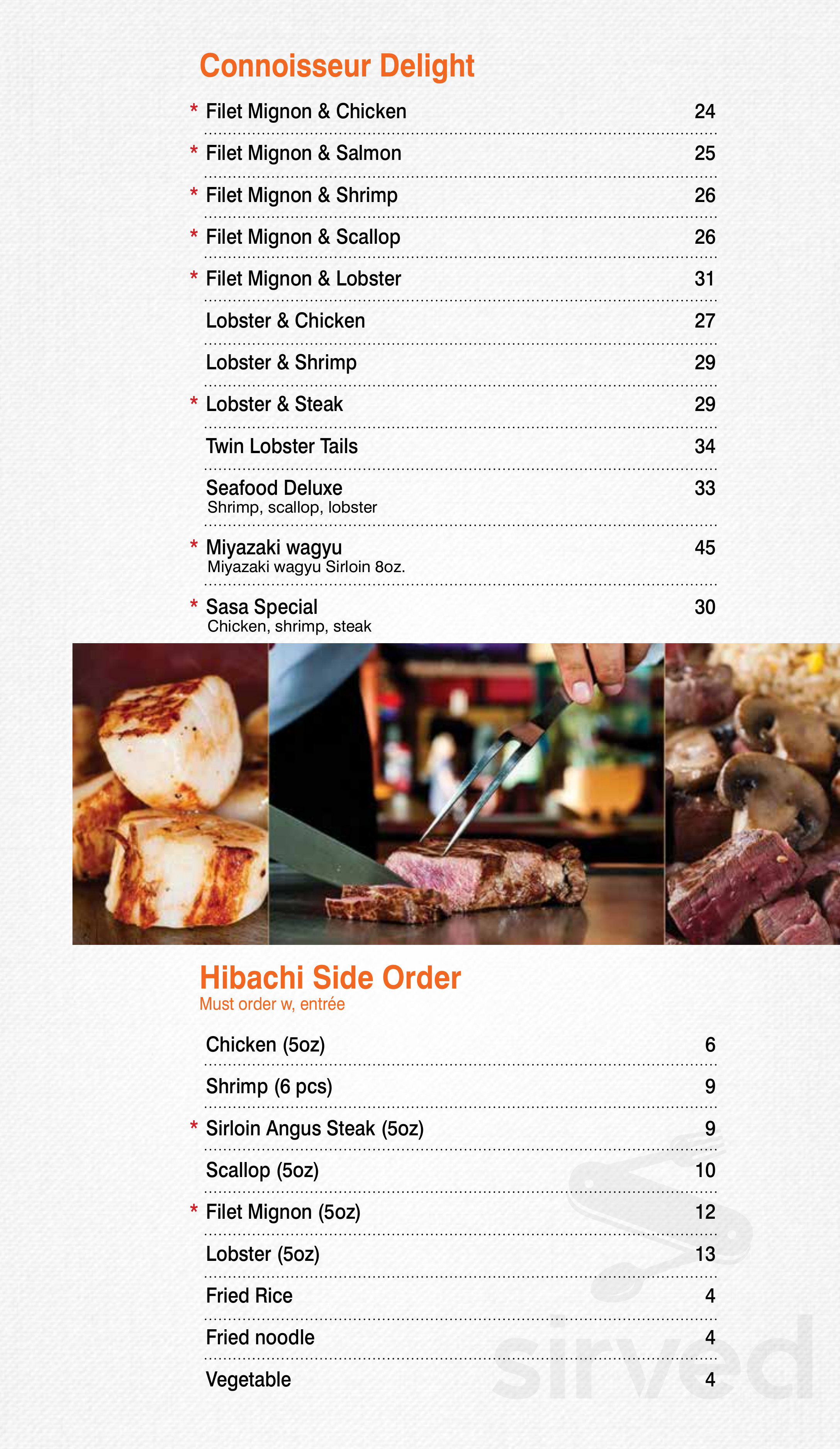 Sasa menu in Farmingdale, New York, USA