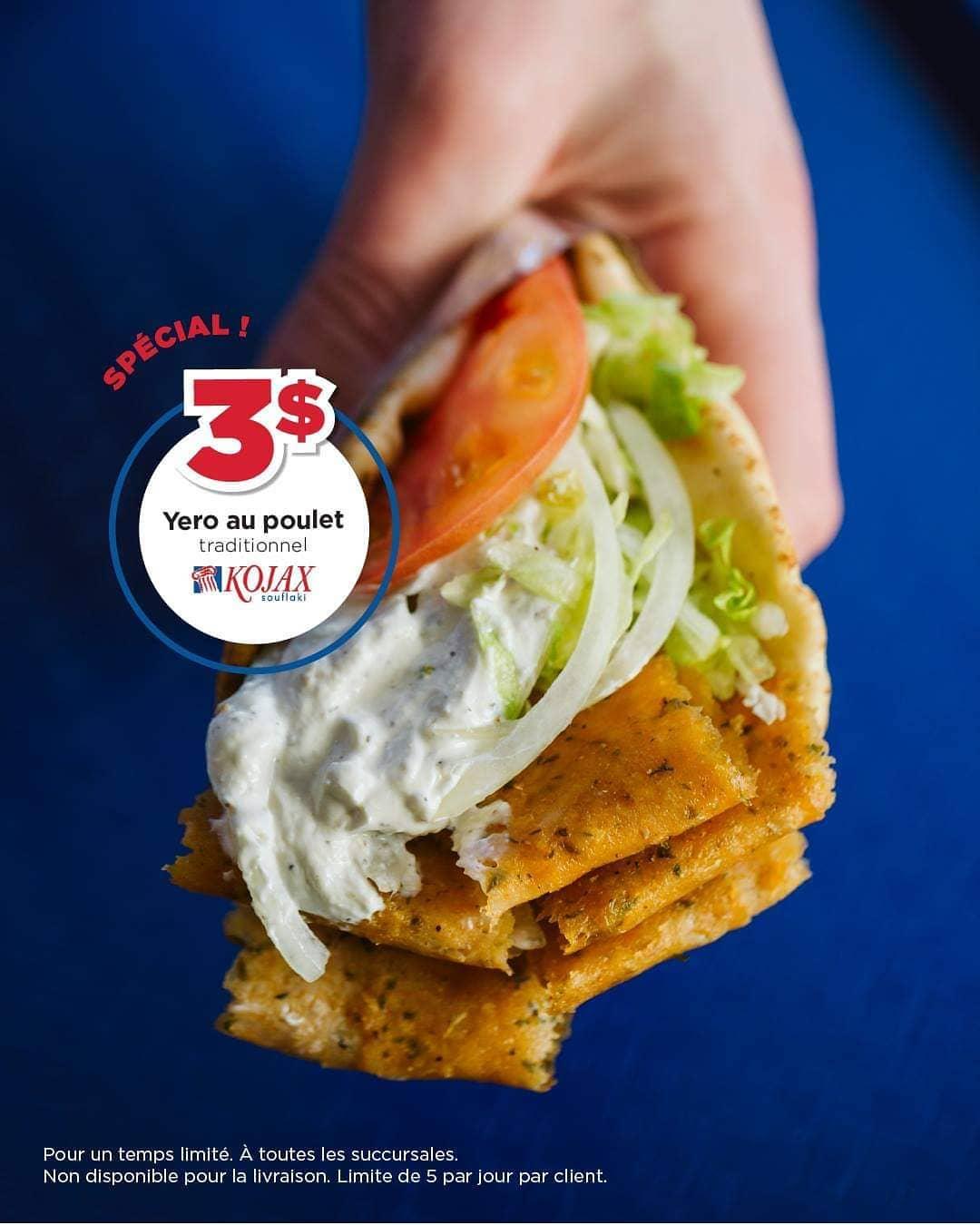 Kojax Souflaki menu in Anjou, Quebec, Canada