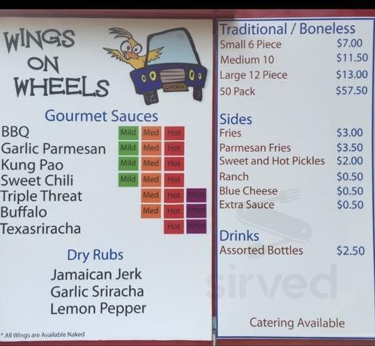 Wings On Wheels menu in Conroe, Texas, USA