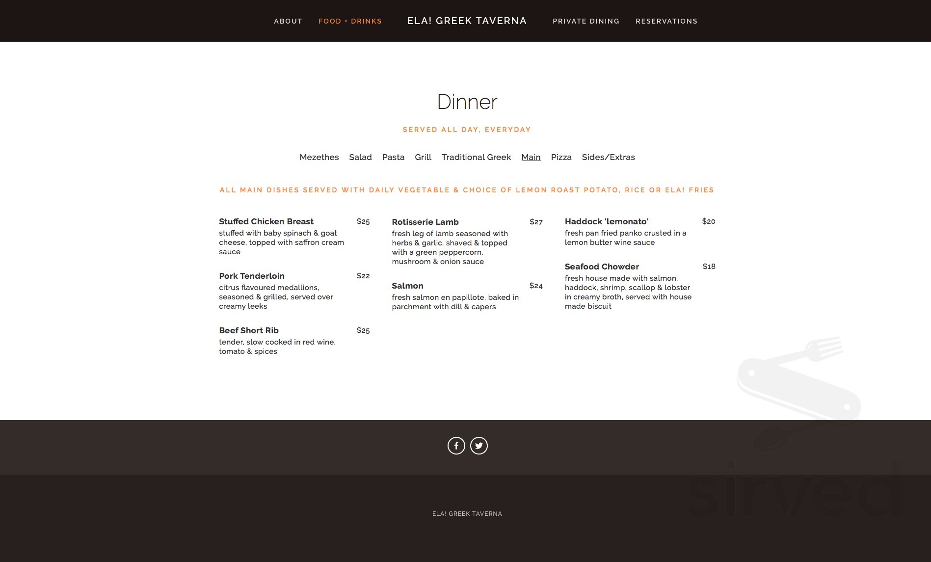 Ela! Greek Taverna Restaurant-Dartmouth menu in Dartmouth, Nova Scotia ...