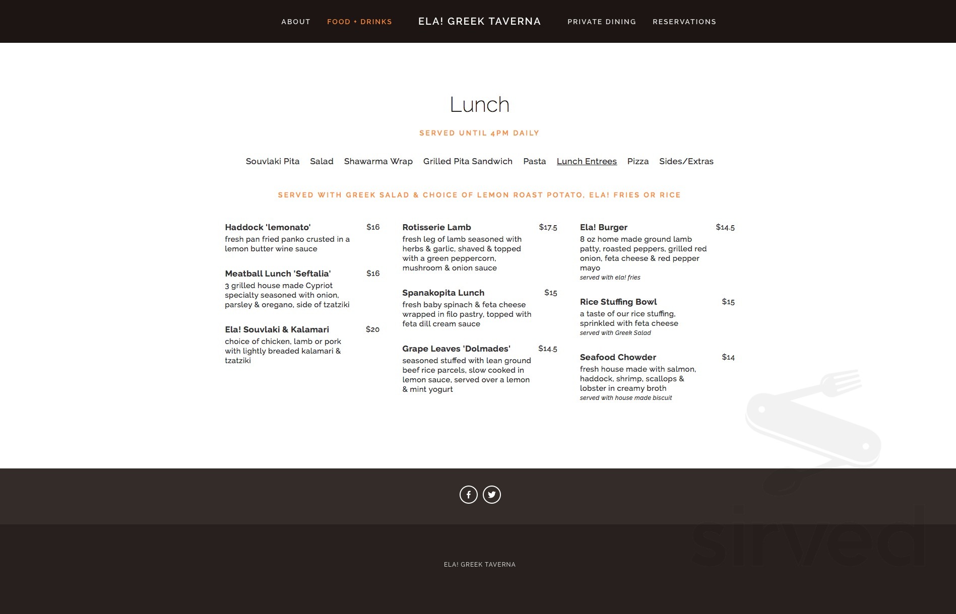 Menu - Dartmouth NS's Ela! Greek Taverna Restaurant-Dartmouth | Sirved