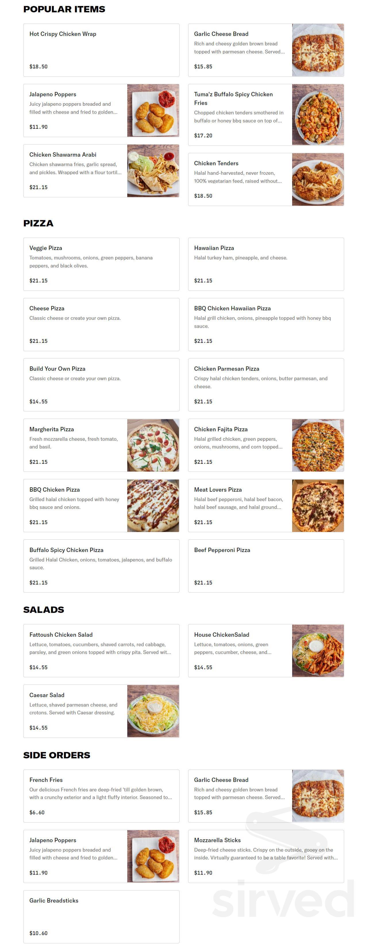 Menu for Babaz Grill Pizza & Subs in San Diego, California, United States