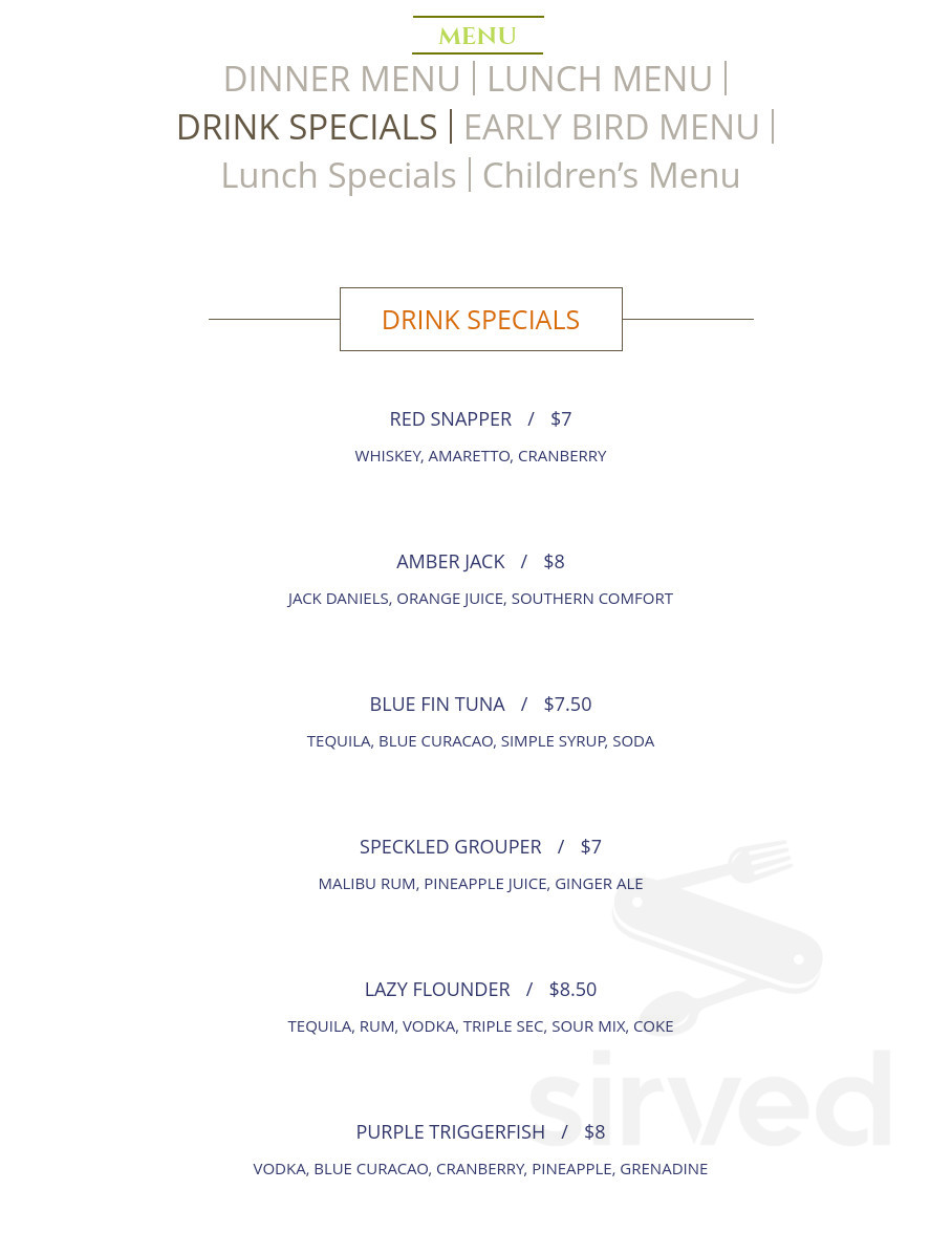 Menu - Dothan AL's The Old Mill | Sirved