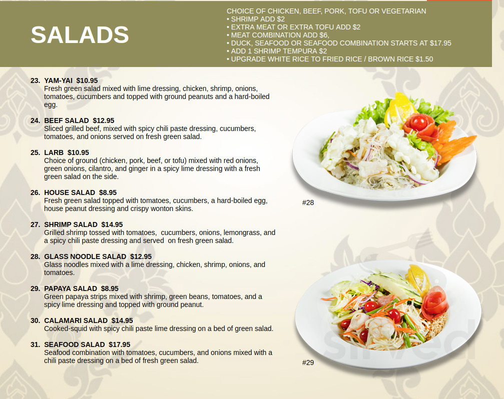 Menu - Riverside CA's Best Thai Cuisine | Sirved