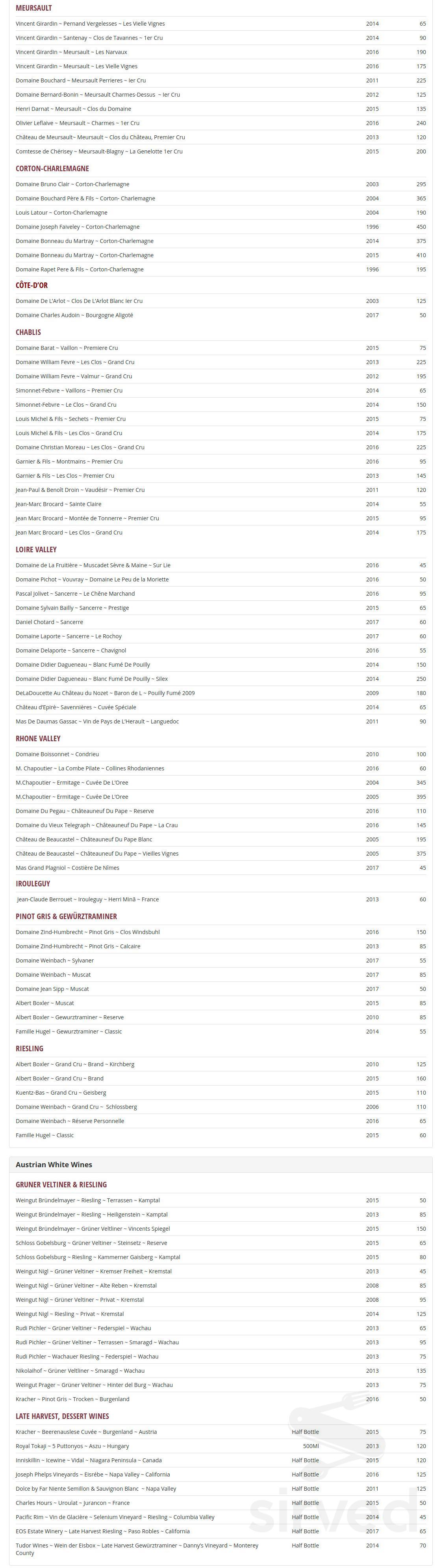 Menu - Monterey CA's The Sardine Factory | Sirved