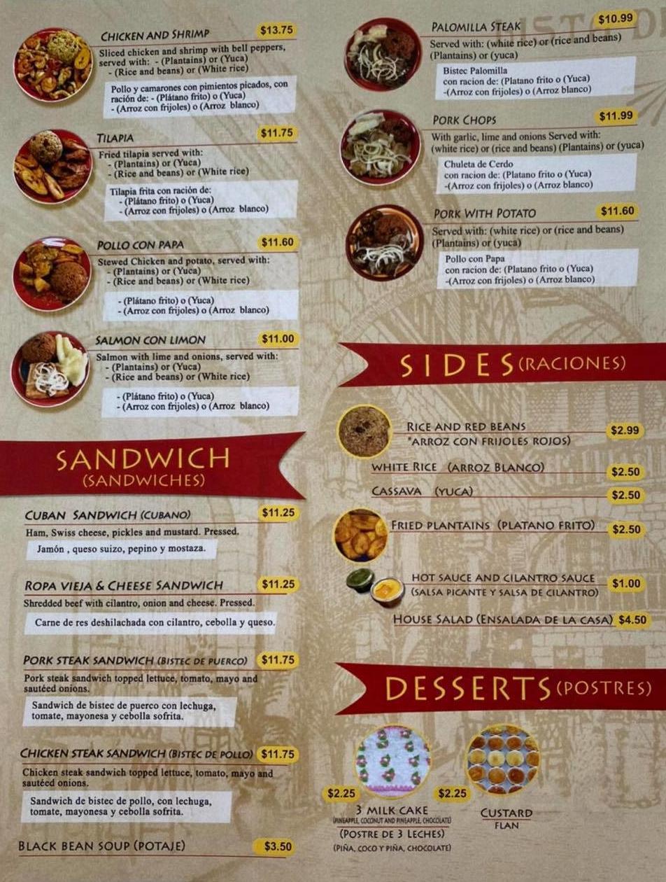 Cuban Island Restaurant menu in Roanoke, Virginia, USA