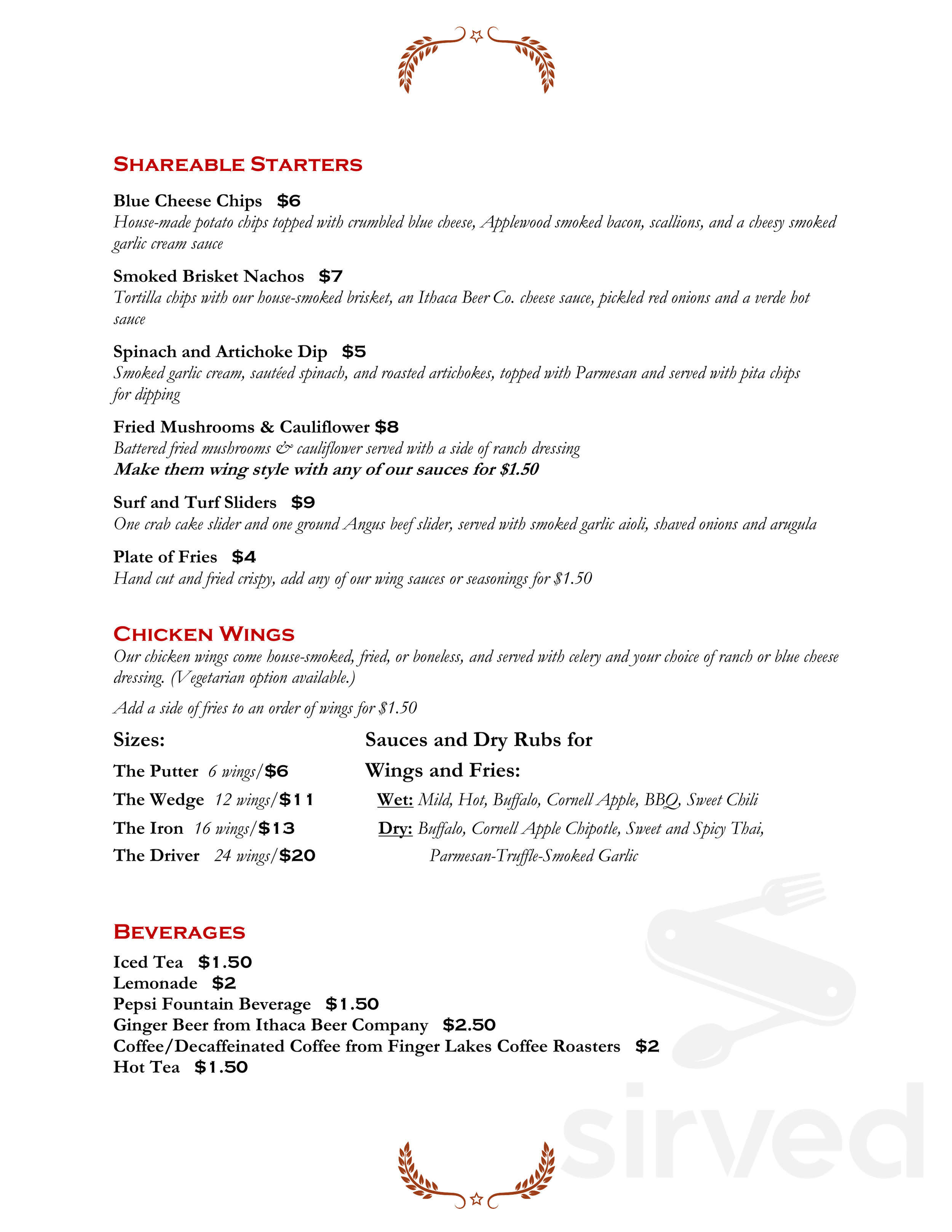 Menu for McCormick's at Moakley House in Ithaca, NY | Sirved