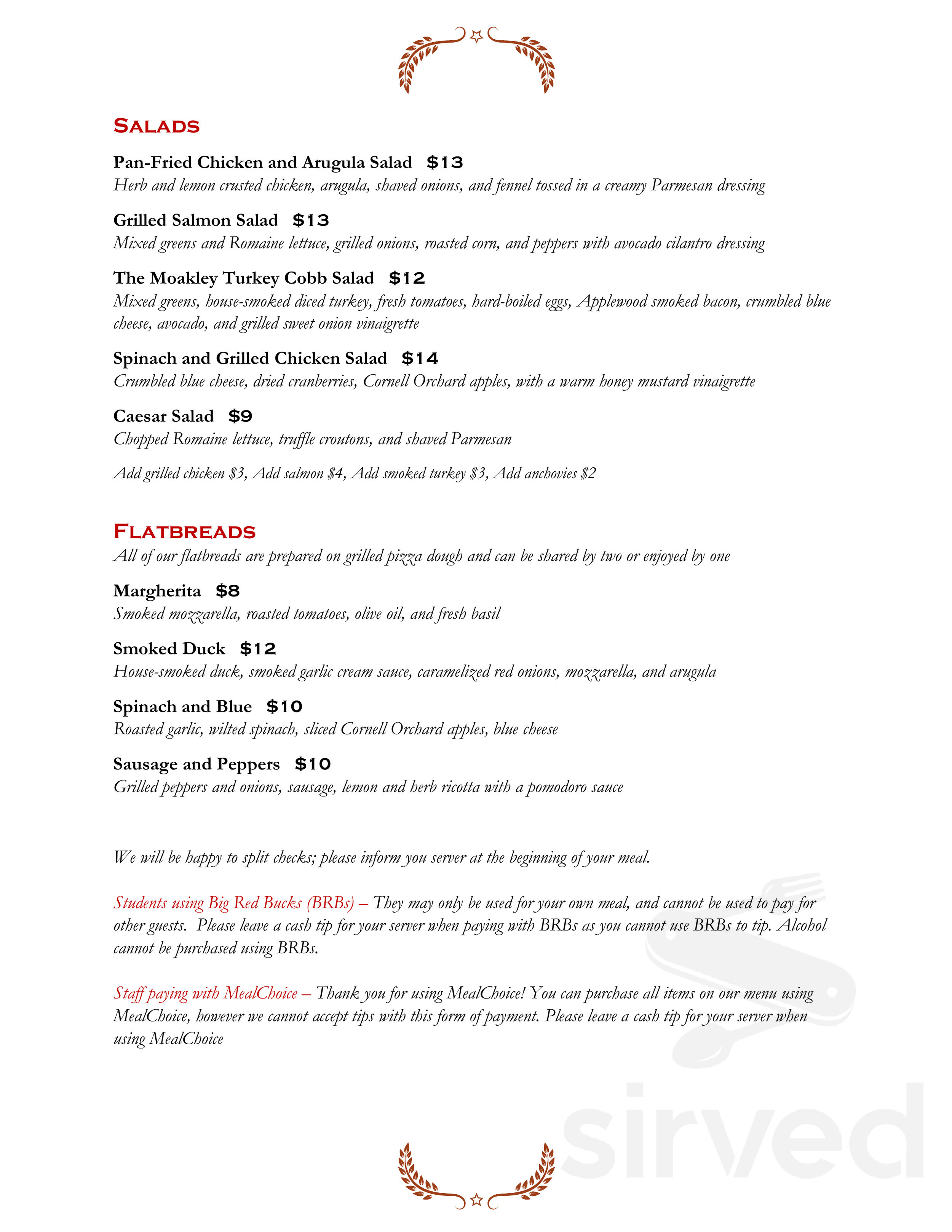 McCormick's at Moakley House menus in Ithaca, New York, United States