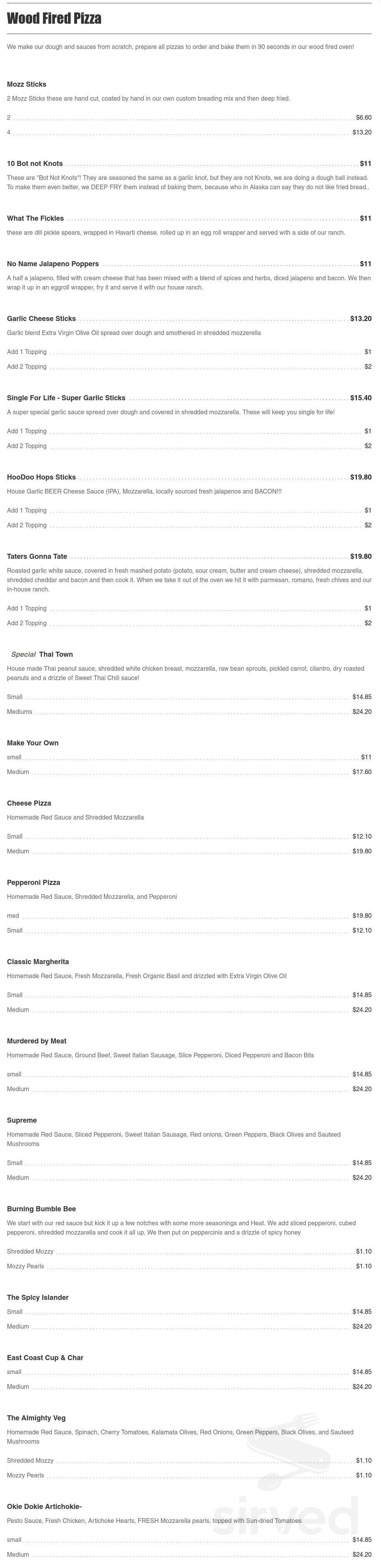 The Hungry Robot menu in Fairbanks, Alaska, USA