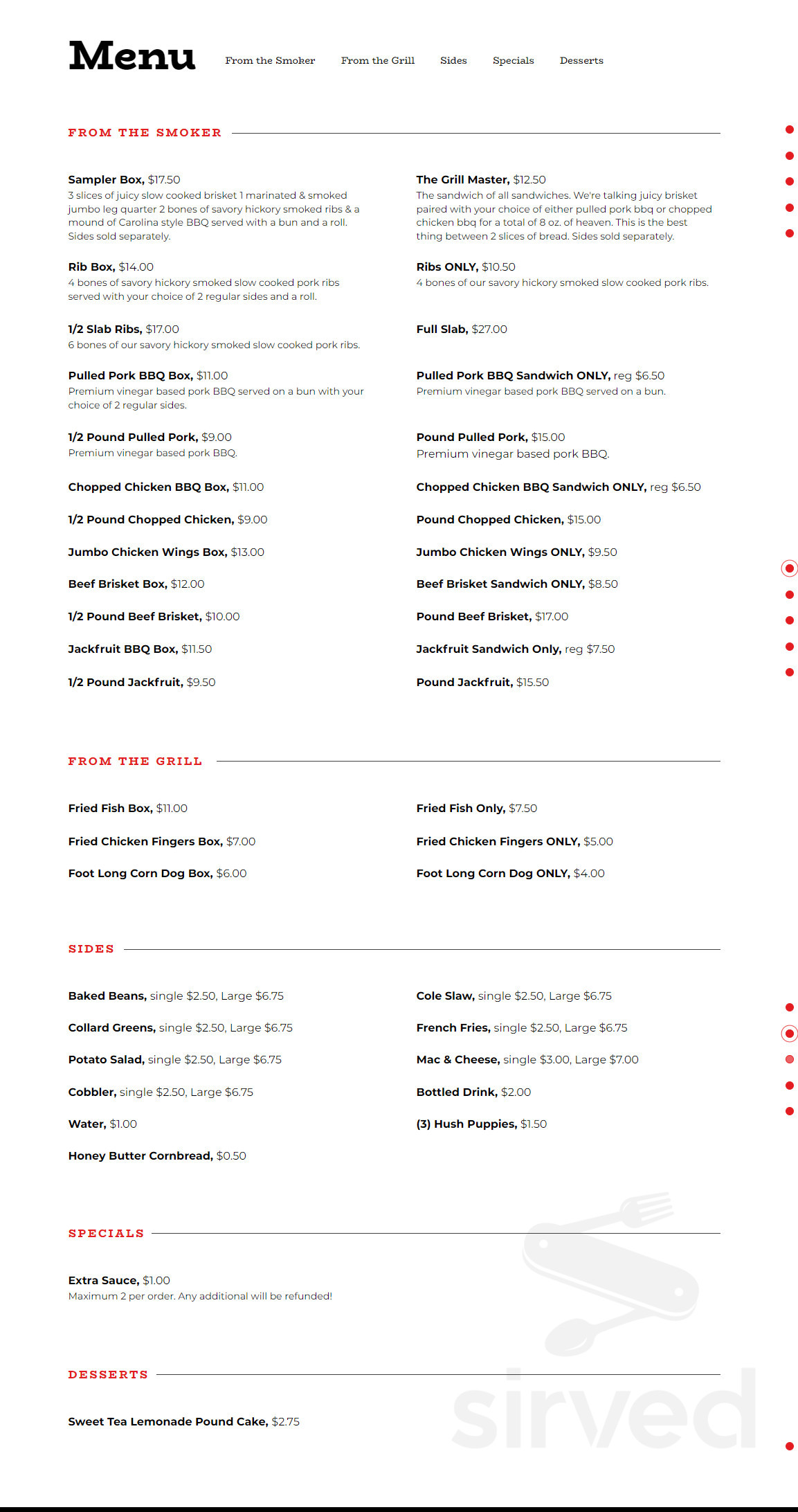 Menu - Henrico VA's The Original Ronnie's BBQ | Sirved