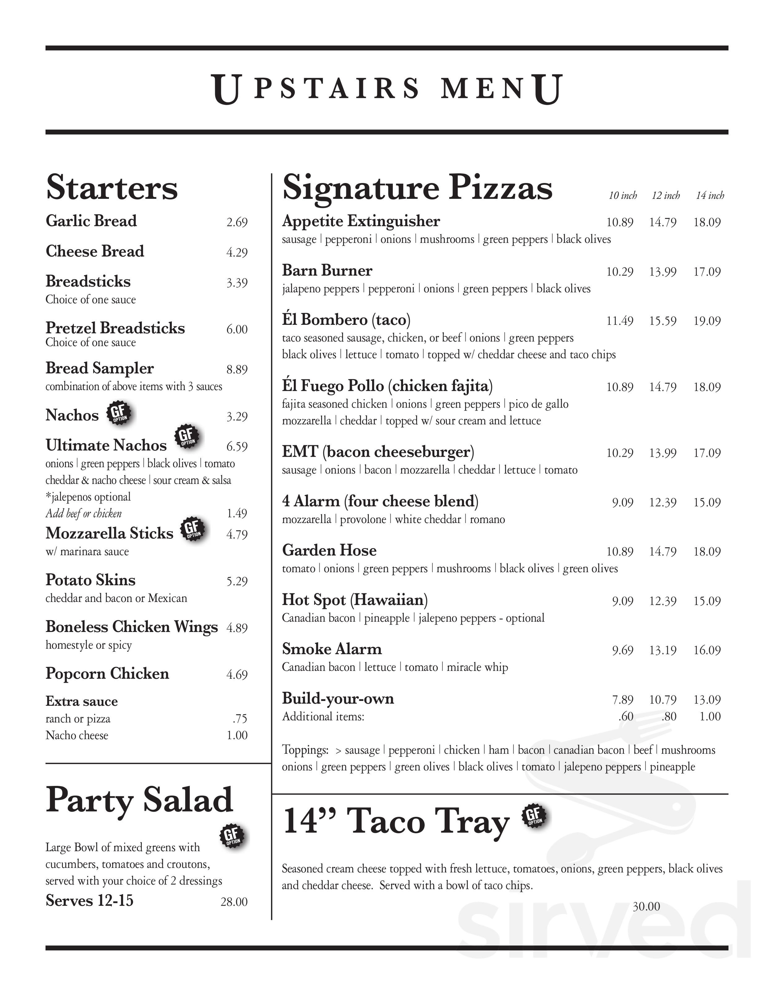 Falls Firehouse Pizza Menu In Sheboygan Falls Wisconsin USA Falls Firehouse Pizza Menu In Sheboygan Falls Wisconsin USA