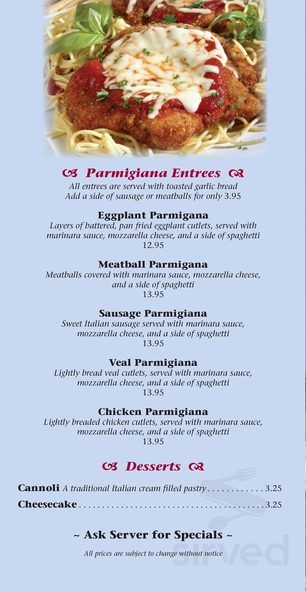 Menu - Nokesville VA's Carini's Pizzeria | Sirved
