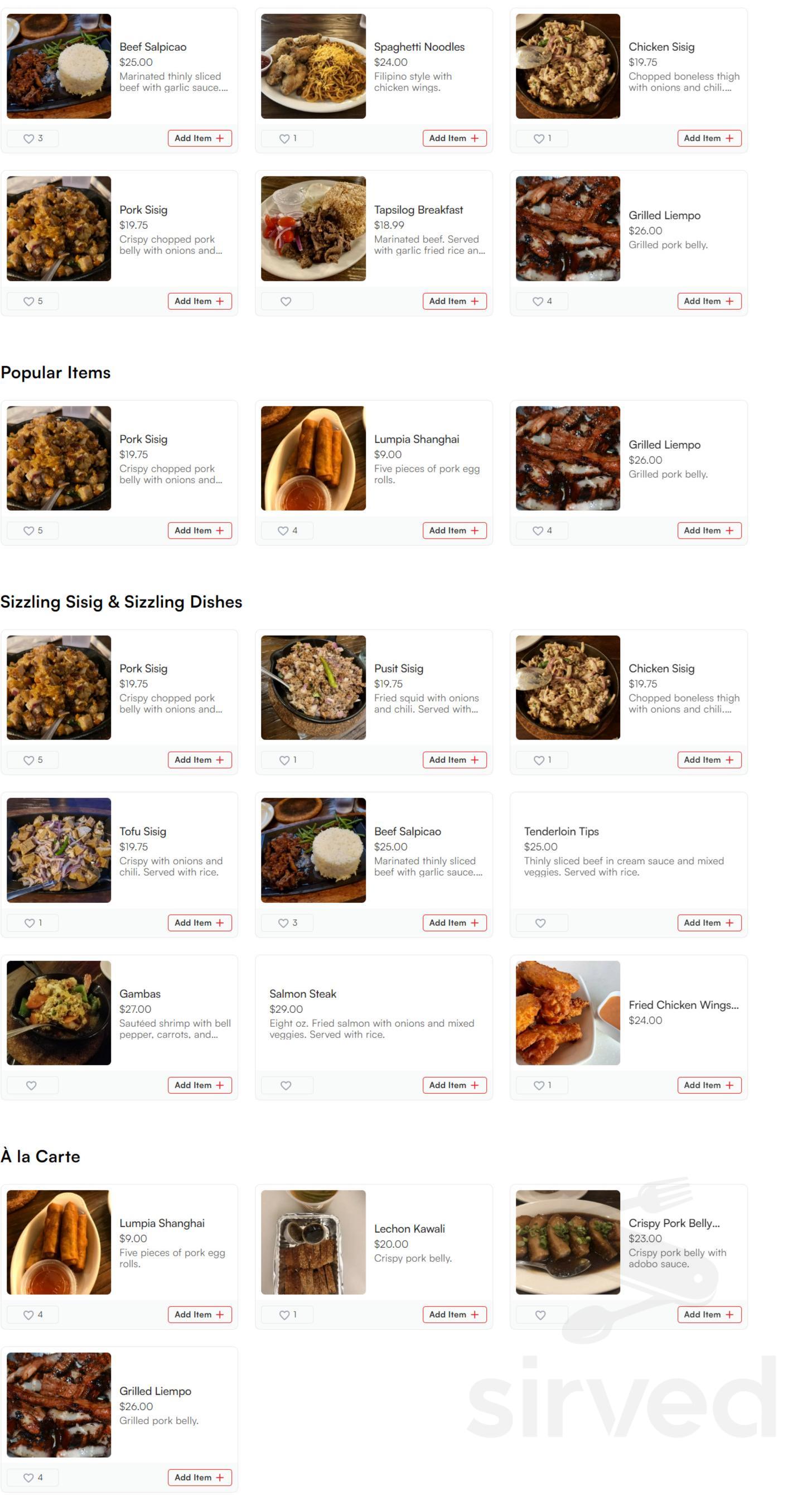 Mama Fina's menu in New York, New York, USA