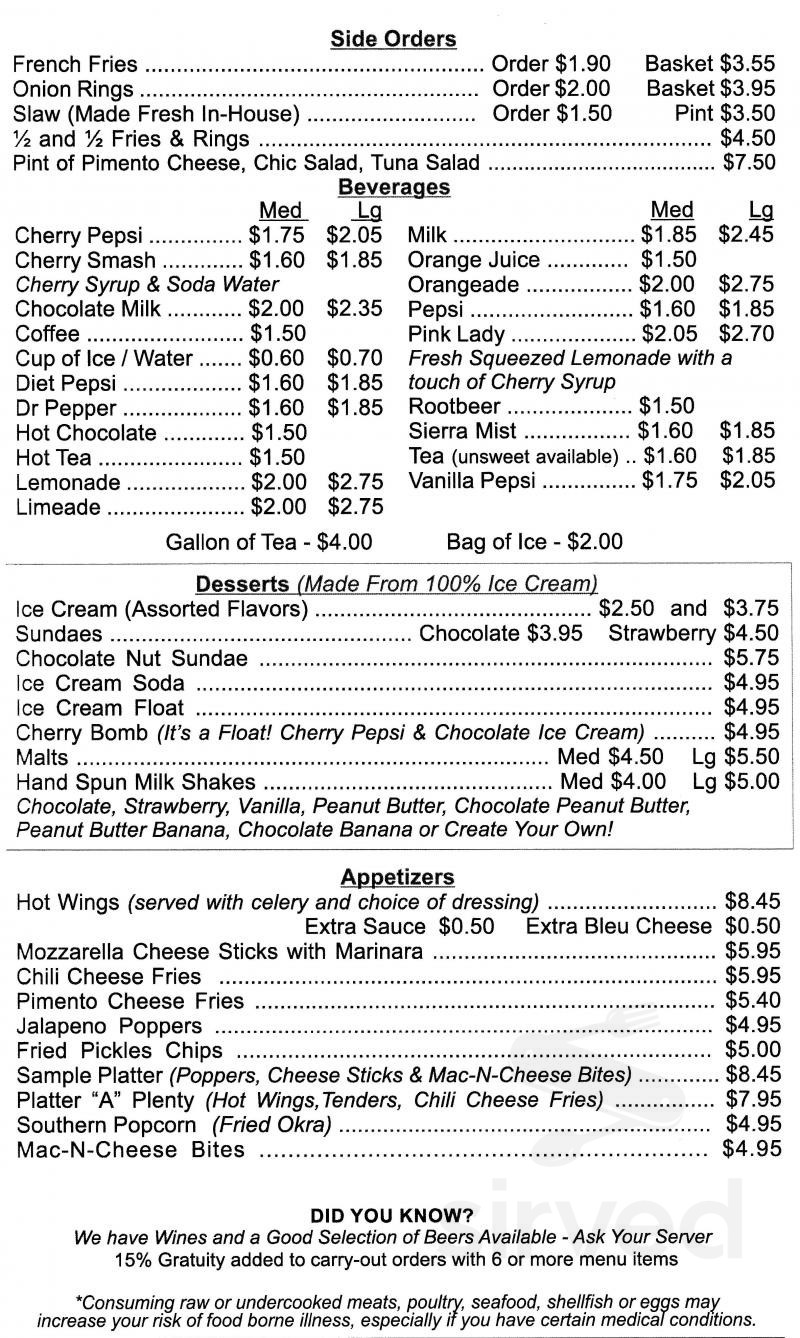 Menu for Northgate Soda Shop in Greenville, SC | Sirved