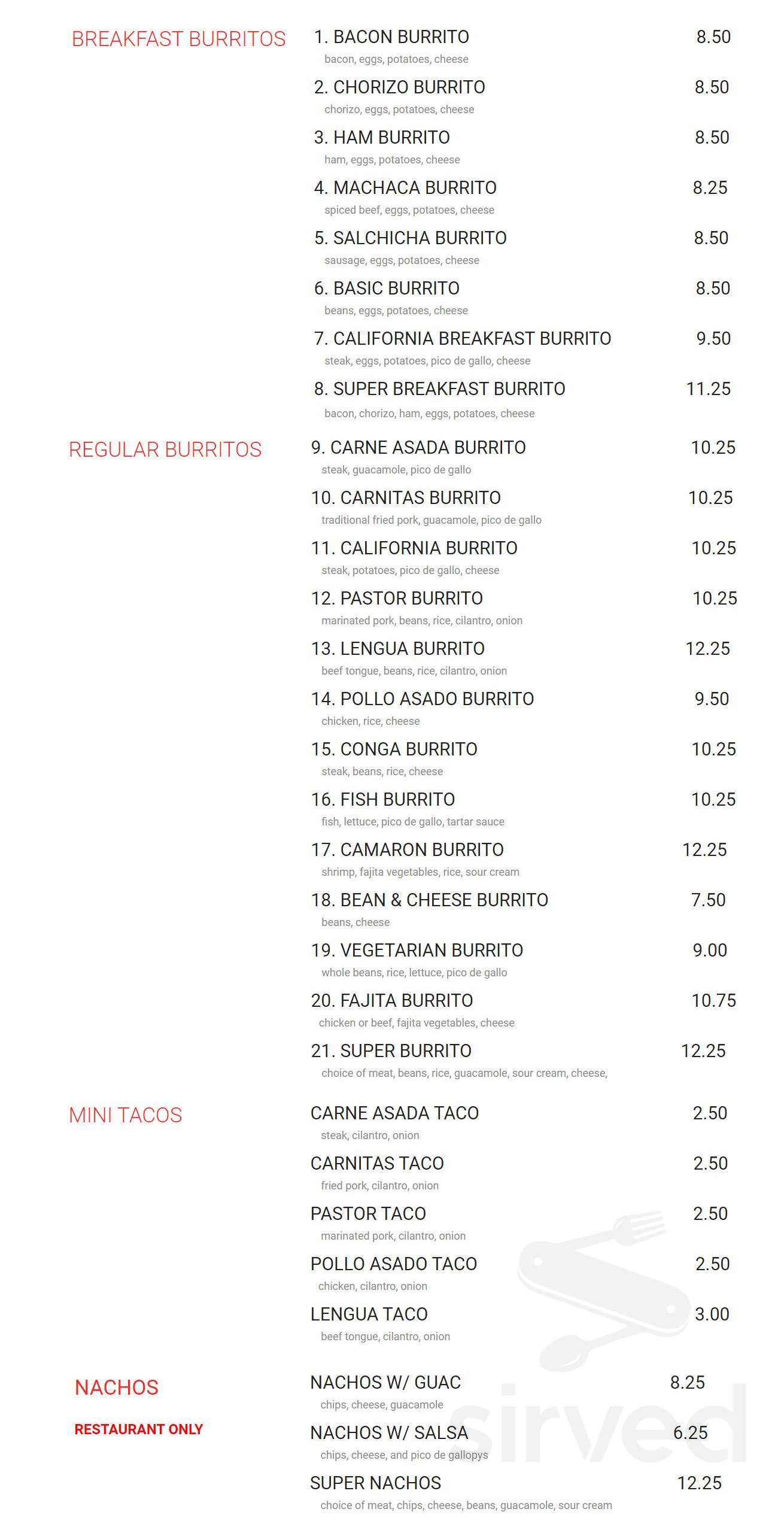 Mr Burritos Food Truck menus in Belgrade, Montana, United States