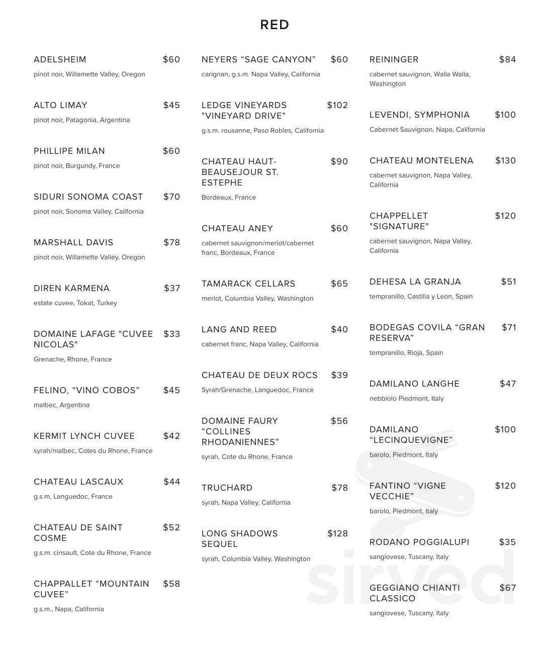 Menu - Bozeman MT's Feast Raw Bar & Bistro | Sirved