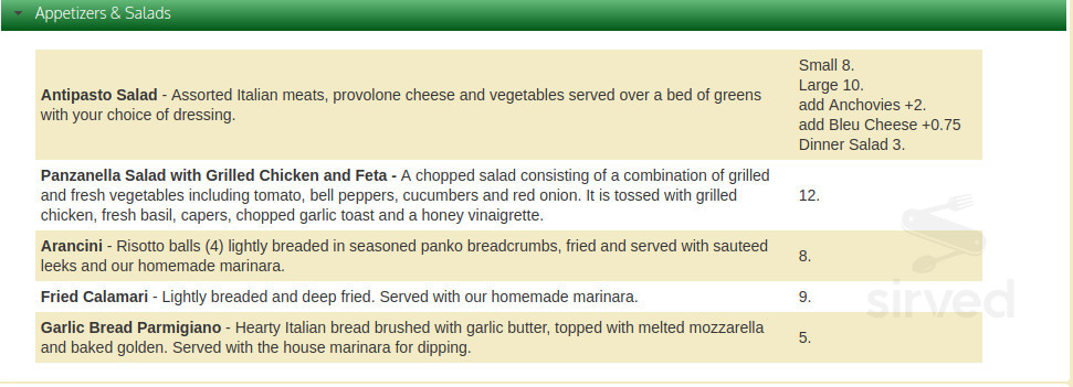 Consol's Family Kitchen menu in Endicott, New York, USA