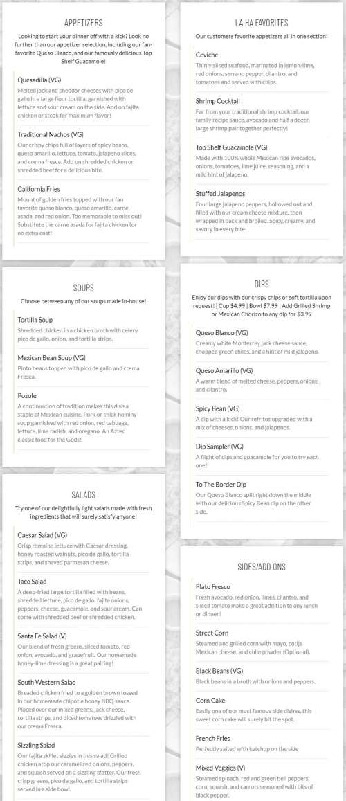 La Hacienda Downtown Dover menu in Dover, Delaware, USA