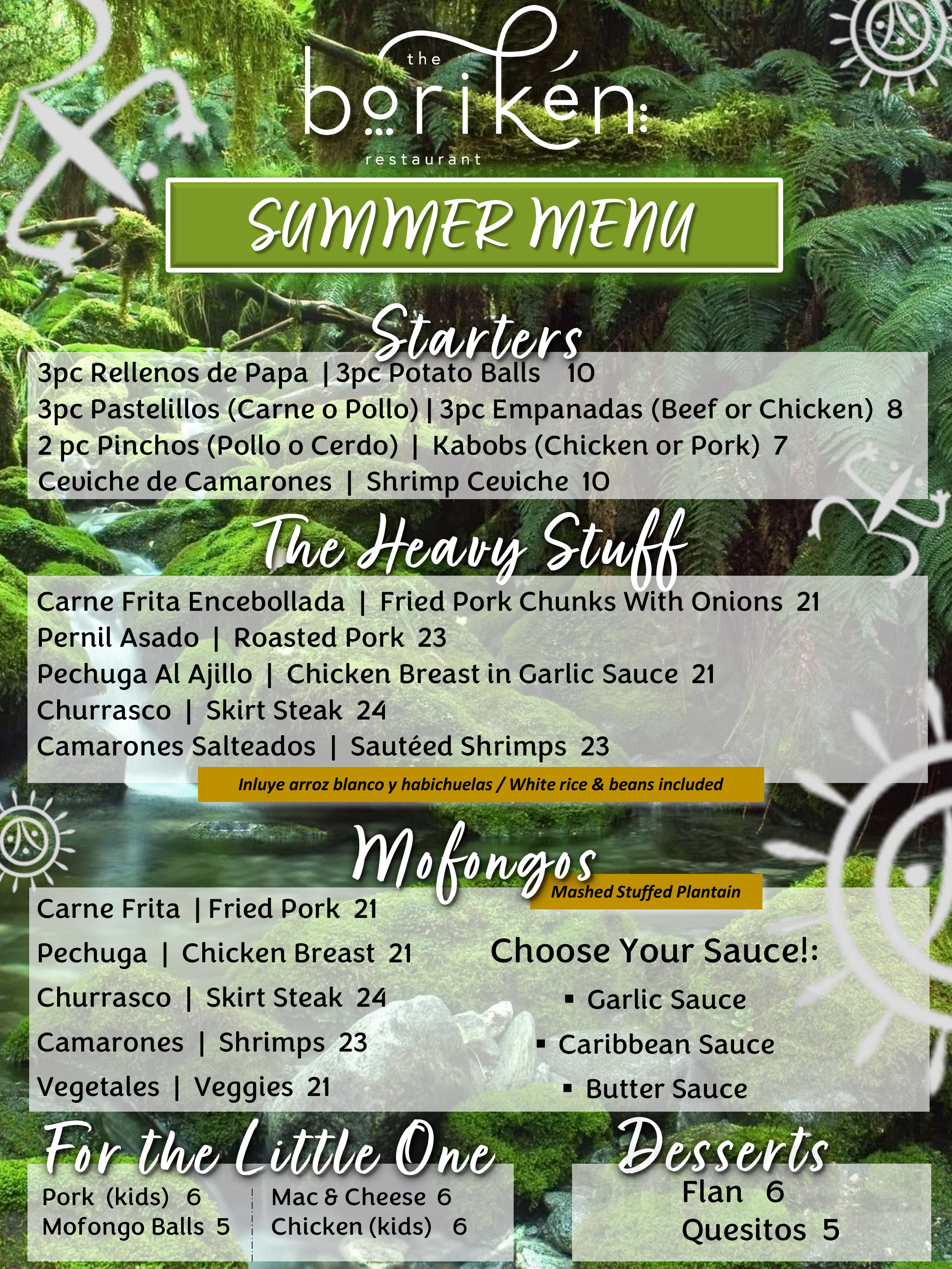 The Borikén Restaurant menu in Mt Morris, New York, USA