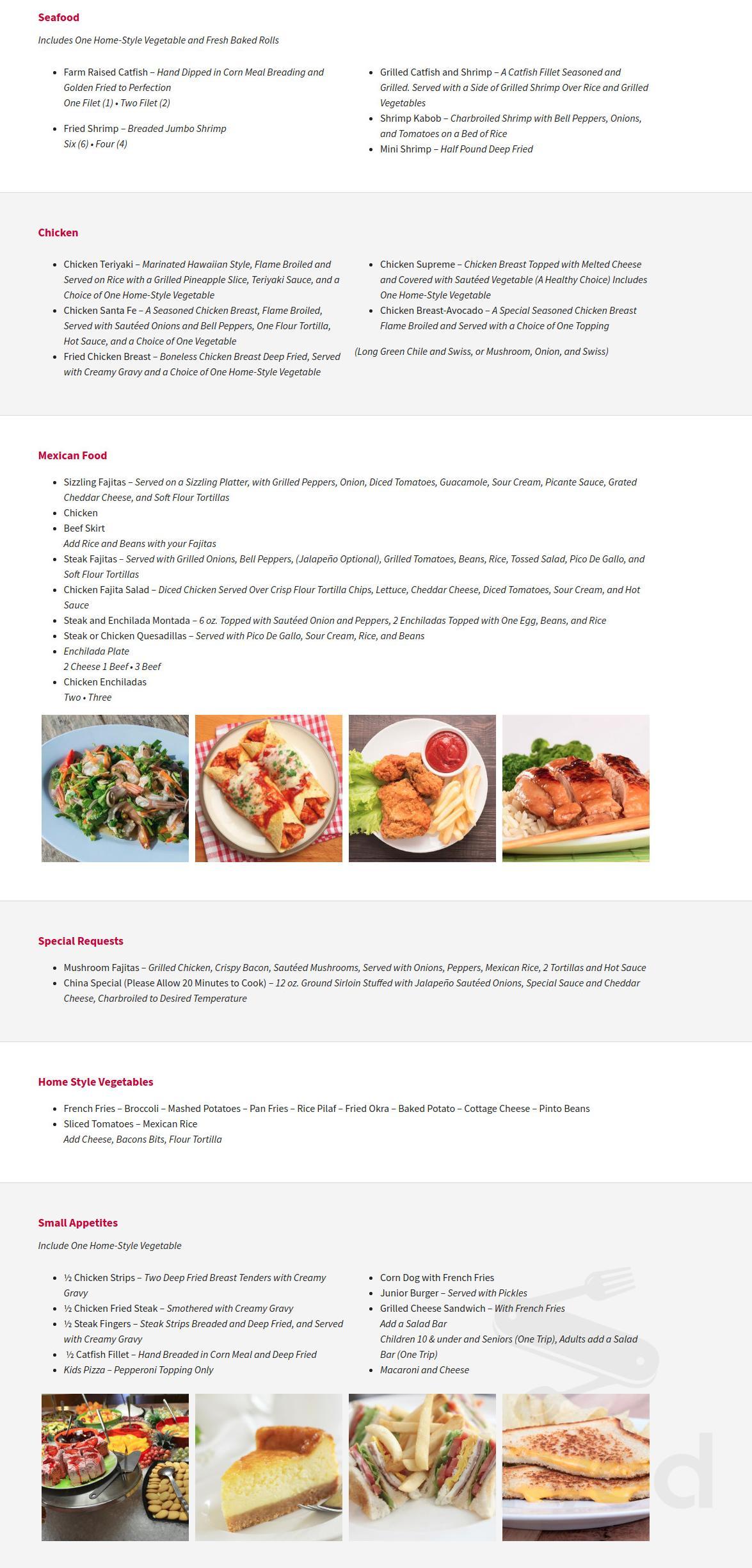 Menu - Andrews TX's Western Grill Steak House | Sirved