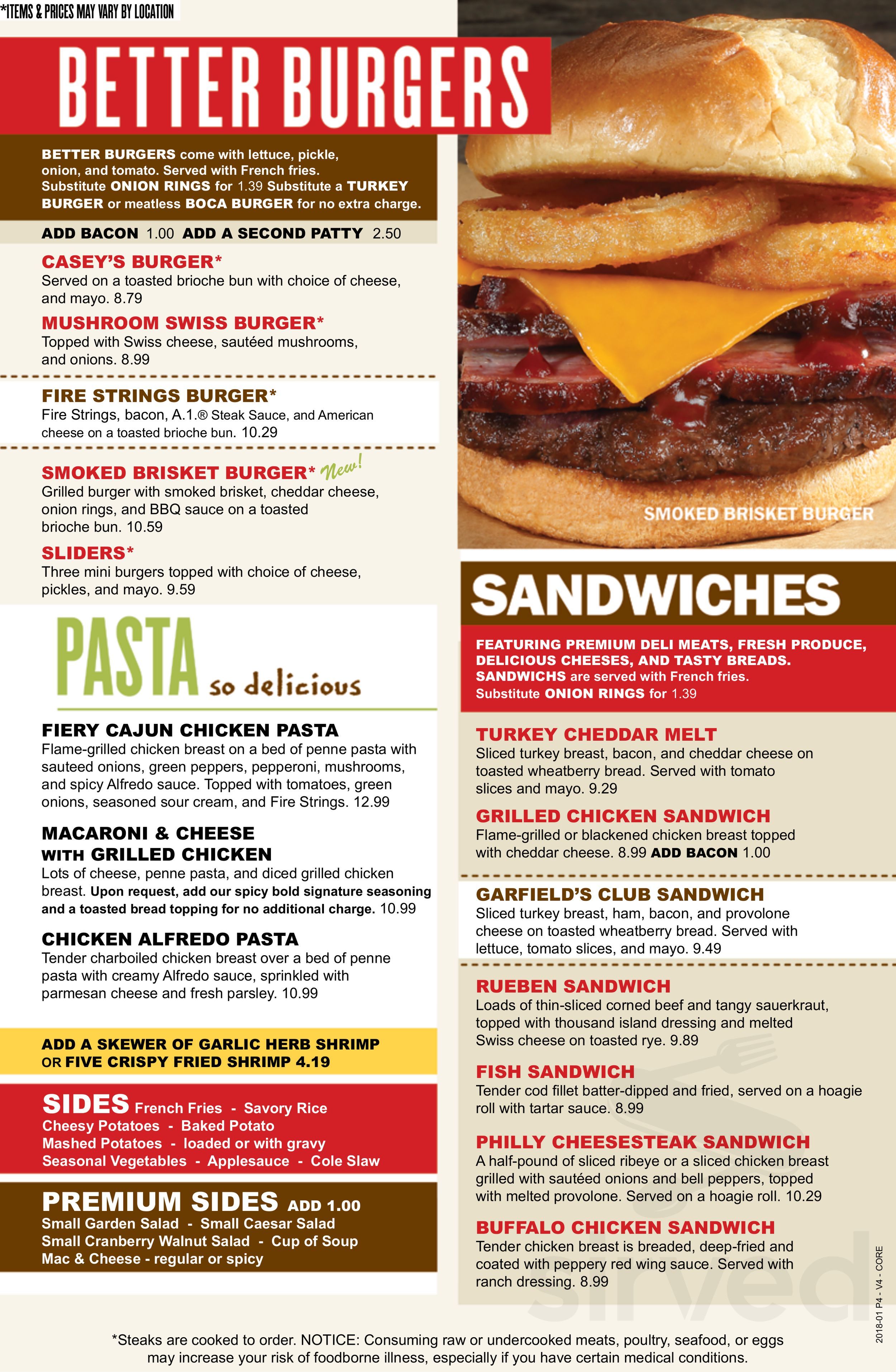 Garfield's Restaurant & Pub menu in Jasper, Alabama, USA