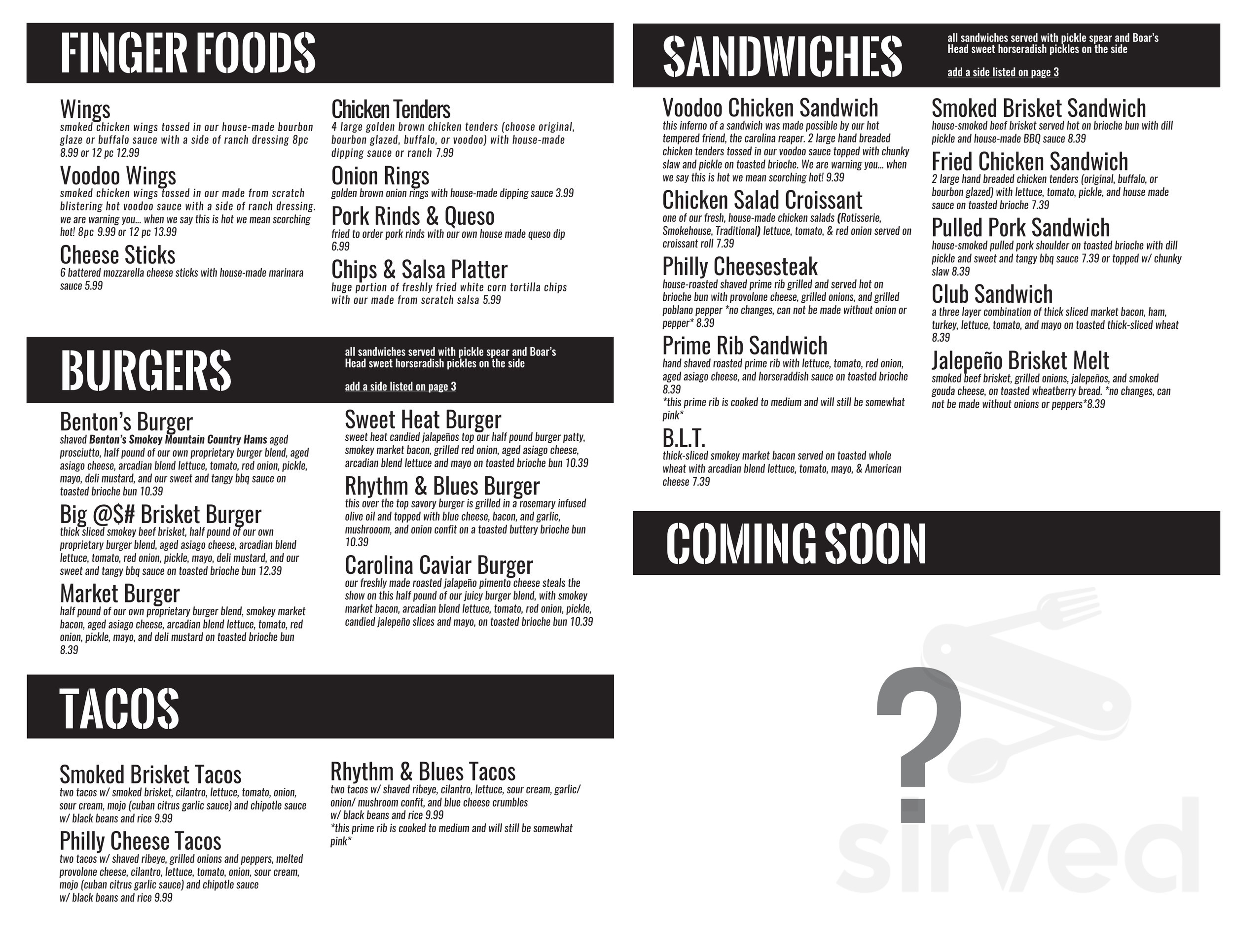 Menu for The Butcher's Market in Dalton, GA | Sirved