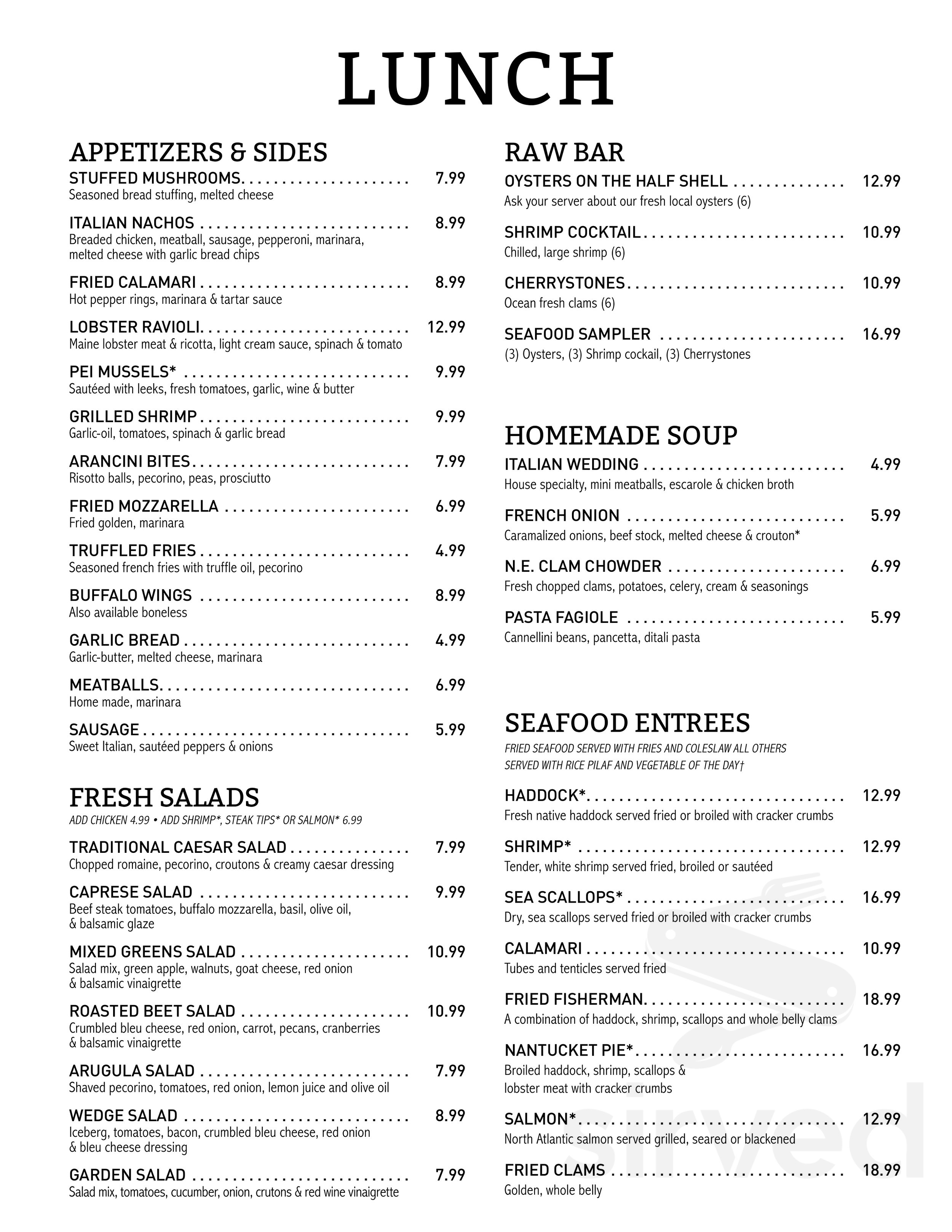 Fusilli's Cucina menu in Reading, Massachusetts, USA