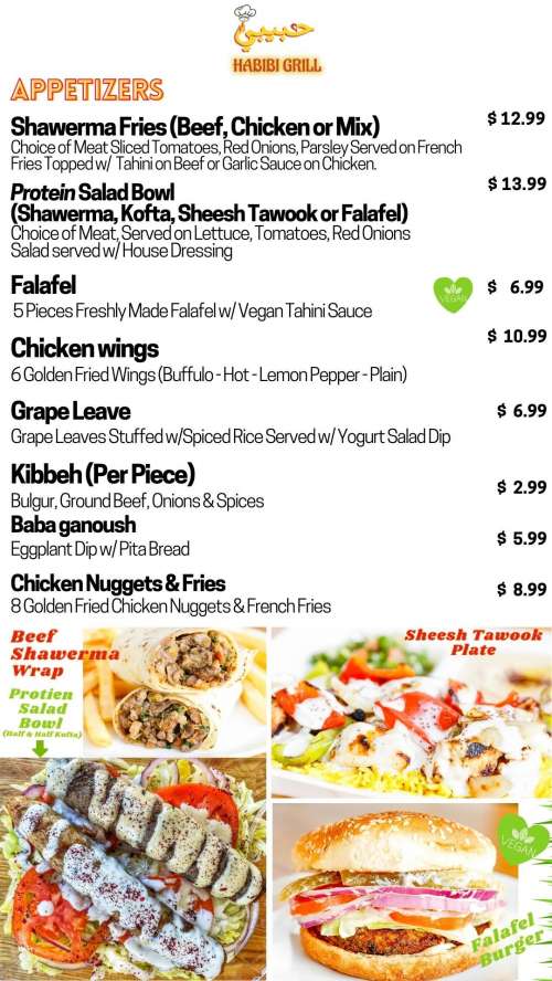 Habibi Grill Halal Shawerma & Falafel menu in La Mirada, California, USA