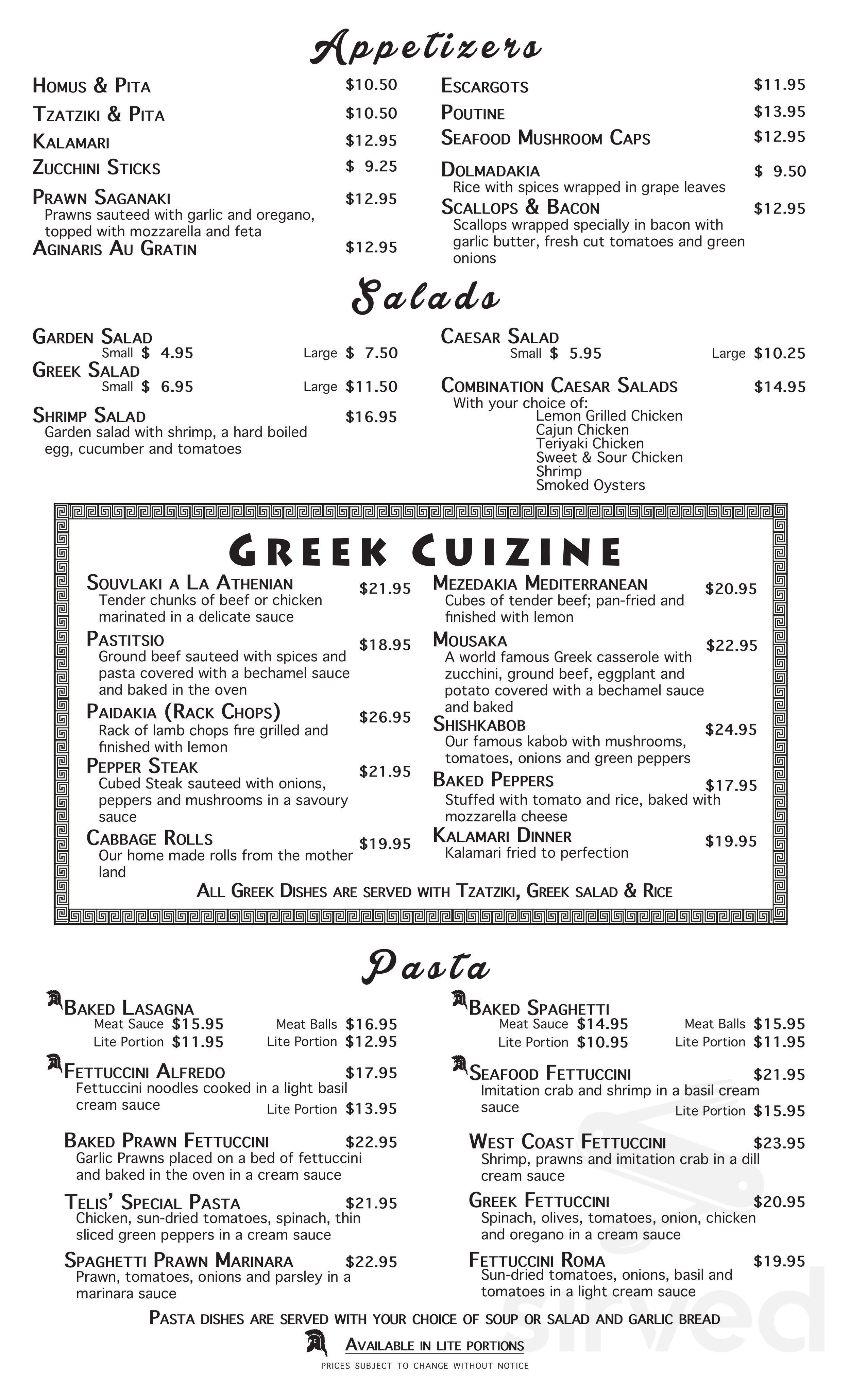 Snickers Restaurant menus in Powell River, British Columbia, Canada