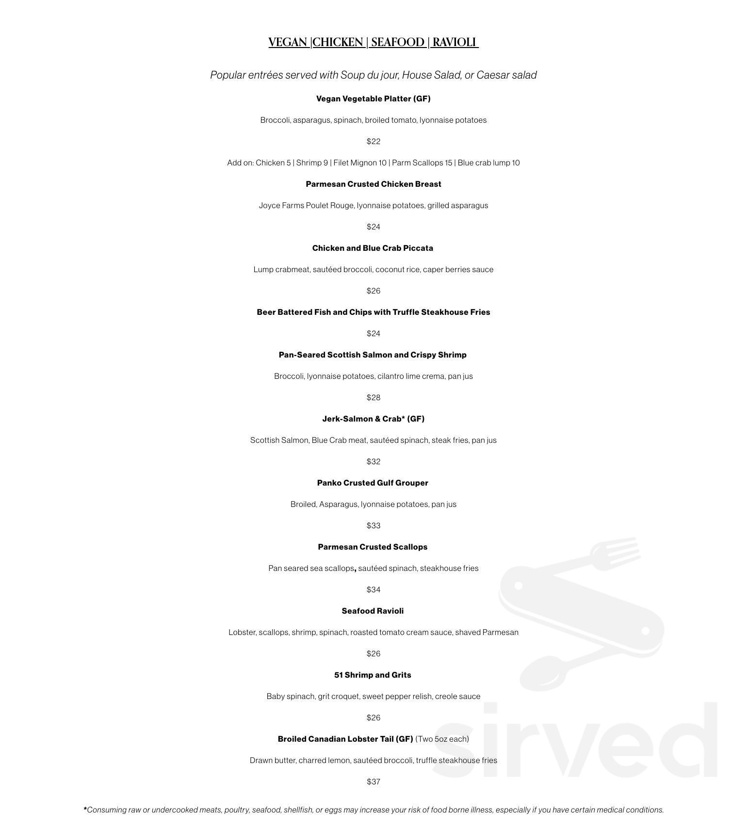 Menu for CHAZ 51 STEAKHOUSE in Venice, Florida, United States
