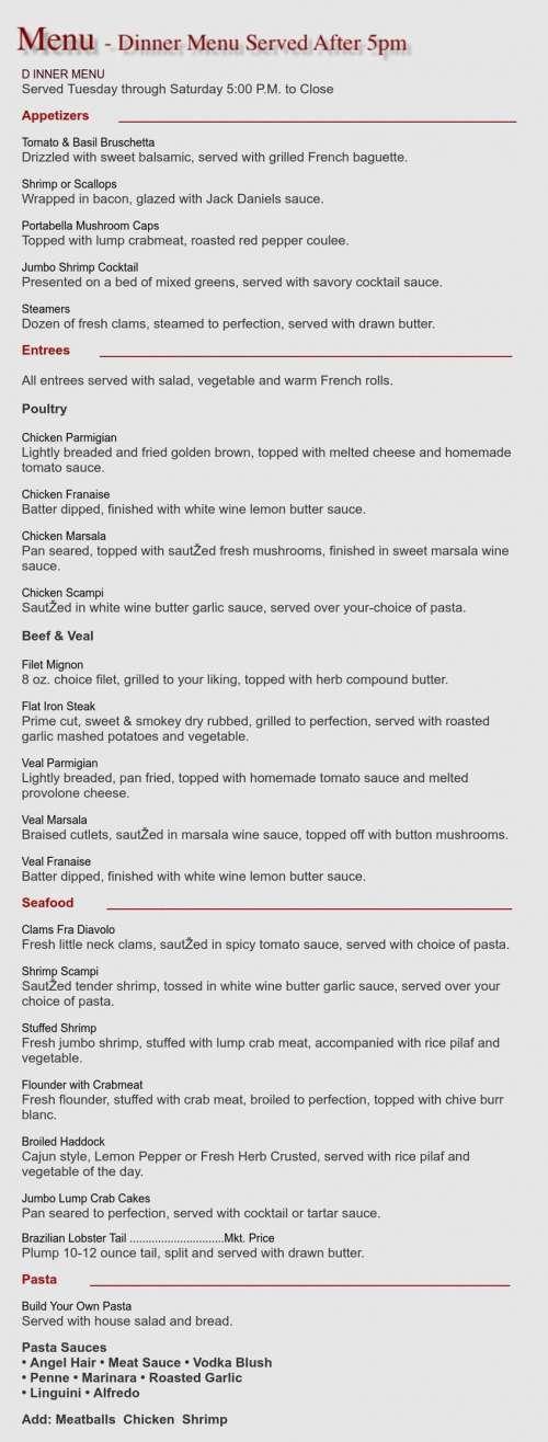 Overbrook Pub & Grill menu in Dallas, Pennsylvania, USA