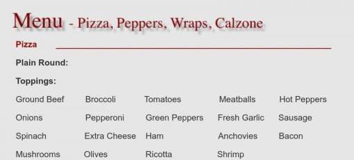 Menu for Overbrook Pub & Grill in Dallas, PA | Sirved