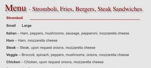 Menu for Overbrook Pub & Grill in Dallas, PA | Sirved