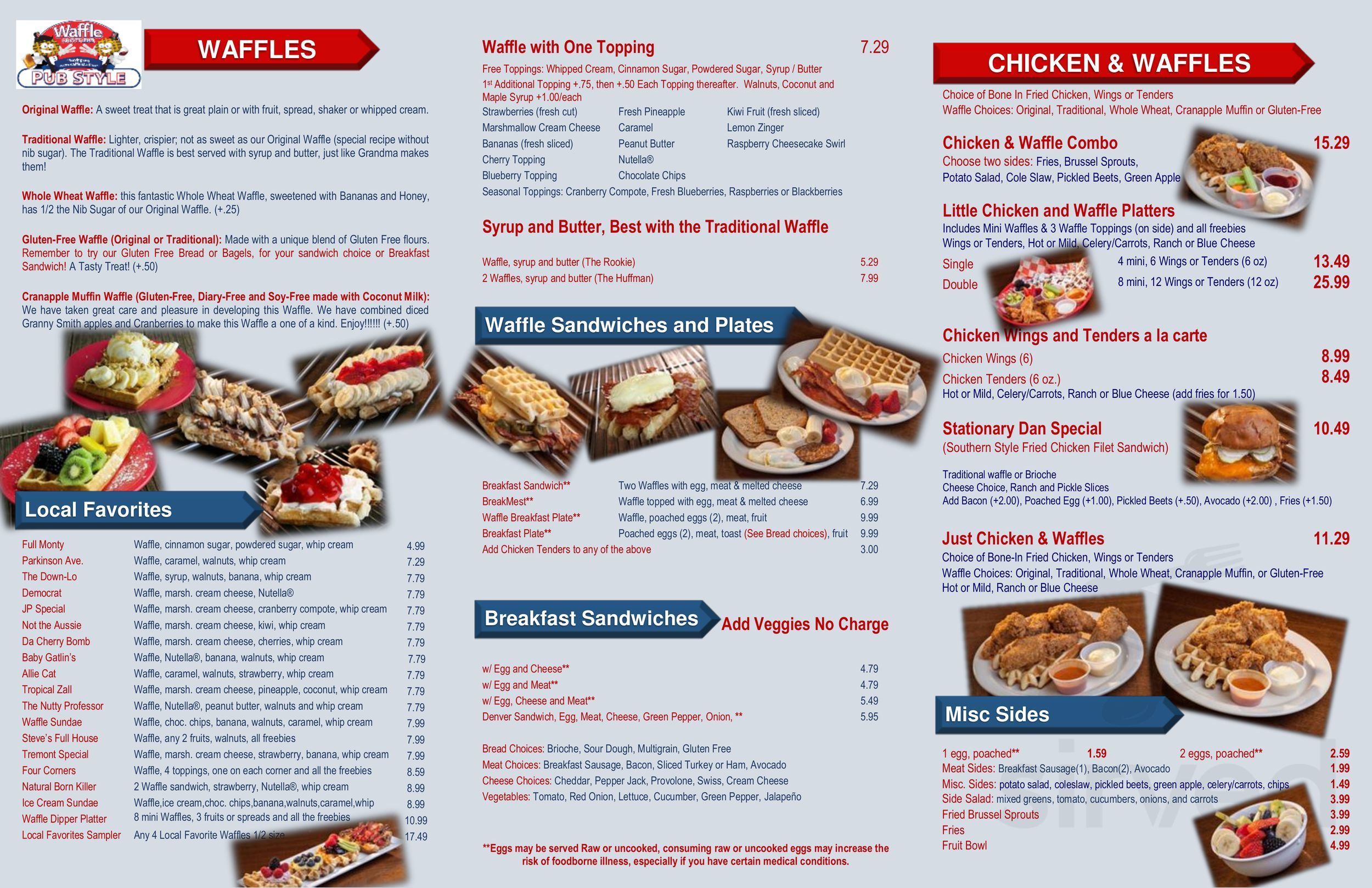 Waffle Brothers Pub Style Menu In Denver Colorado USA