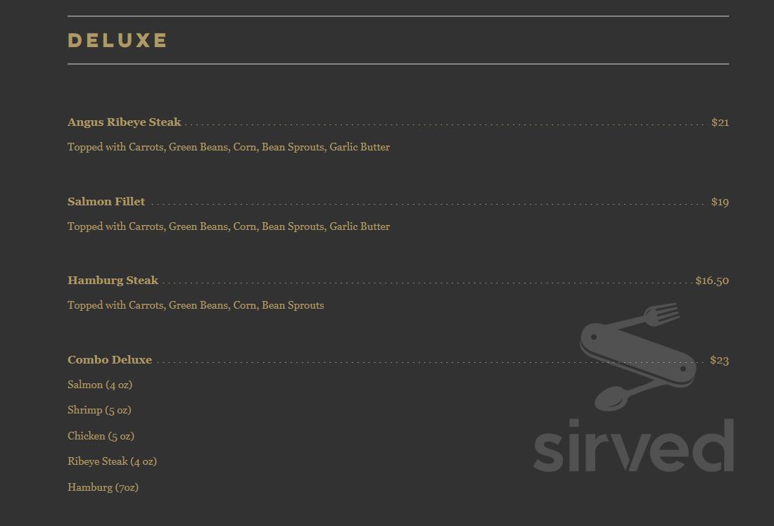 Menu - Fremont CA's Sizzling Lunch | Sirved