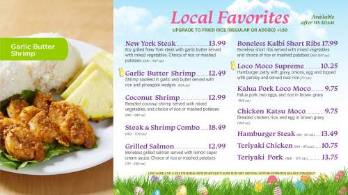 Island Country Markets menu in Kapolei, Hawaii, USA