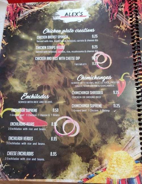 Alex's Tacos and Wings of Lewisburg menu in Lewisburg, Tennessee, USA