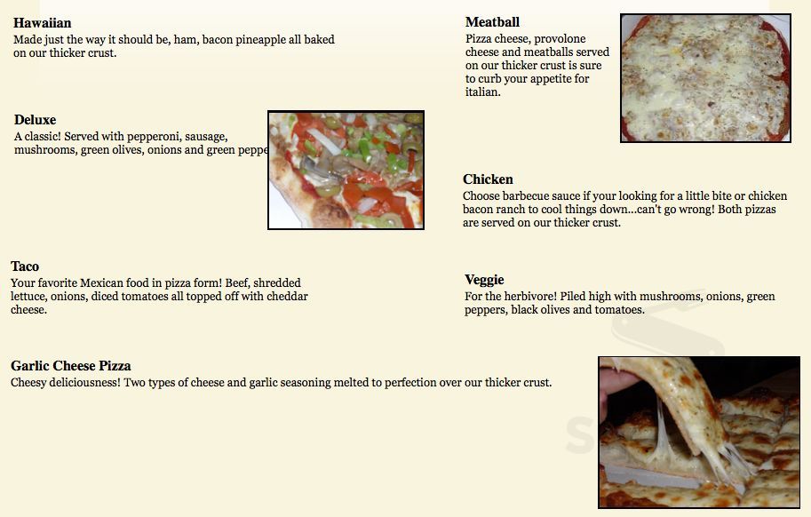 Jac & Do's Pizza menu in Findlay, Ohio, USA