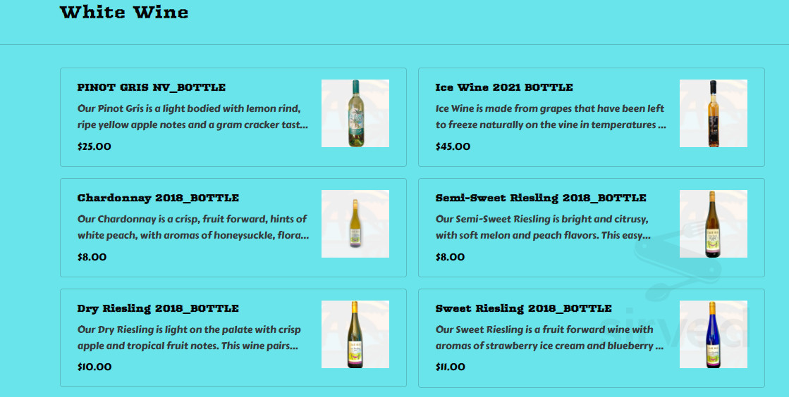 Chill Hill Winery menu in Baroda, Michigan, USA