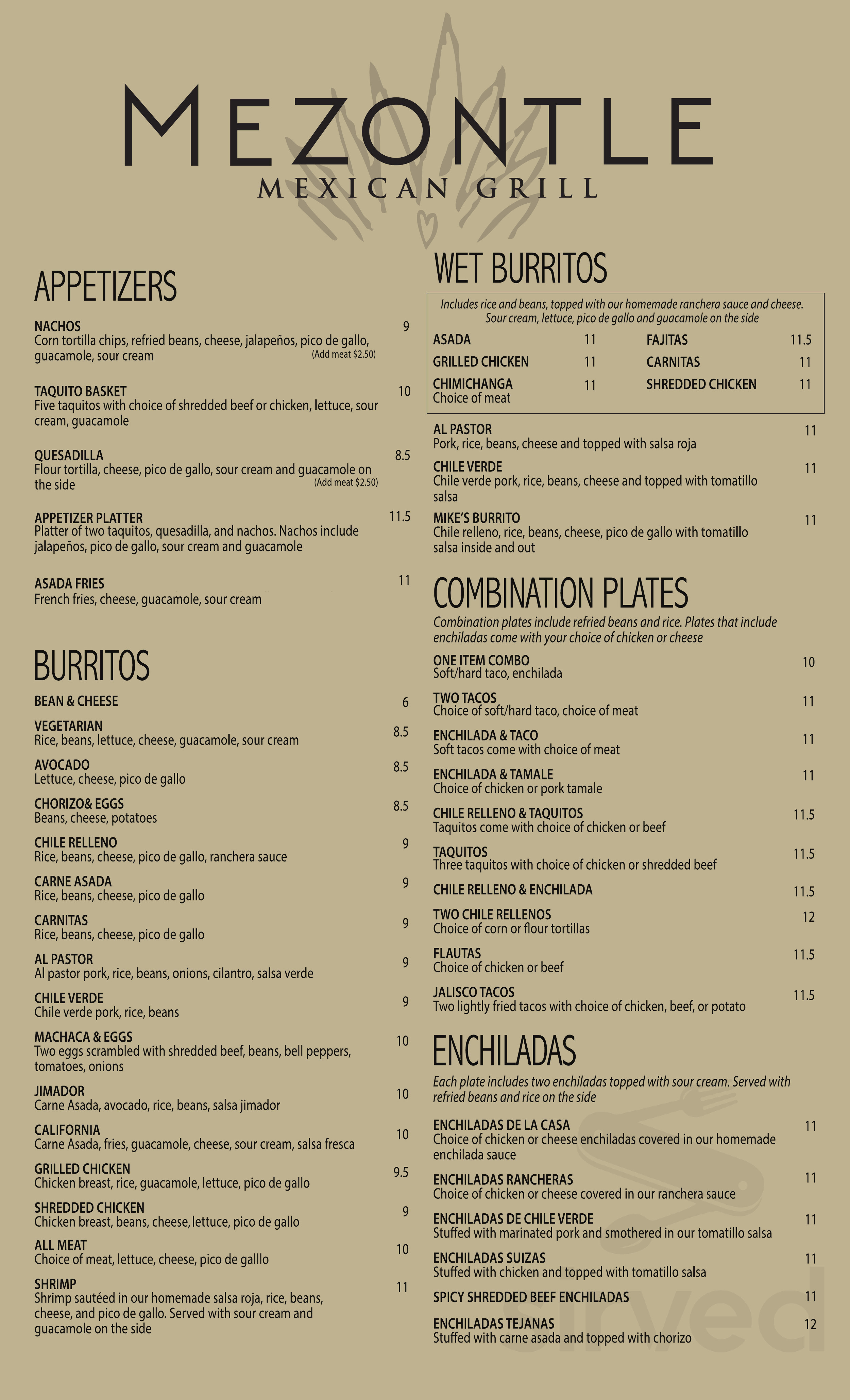 Menu for Mezontle in Torrance, CA | Sirved