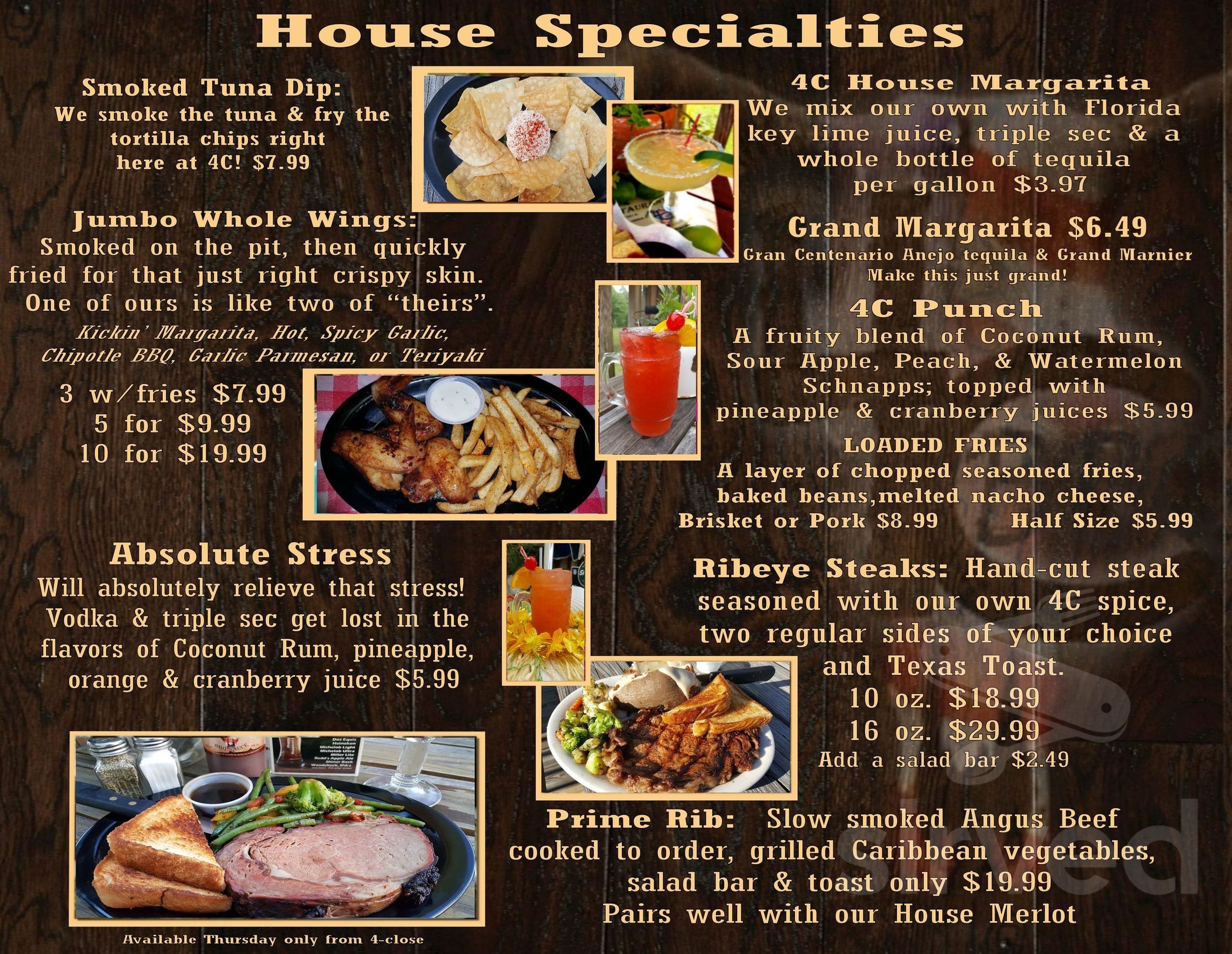4C BBQ menu in Defuniak Springs, Florida, USA