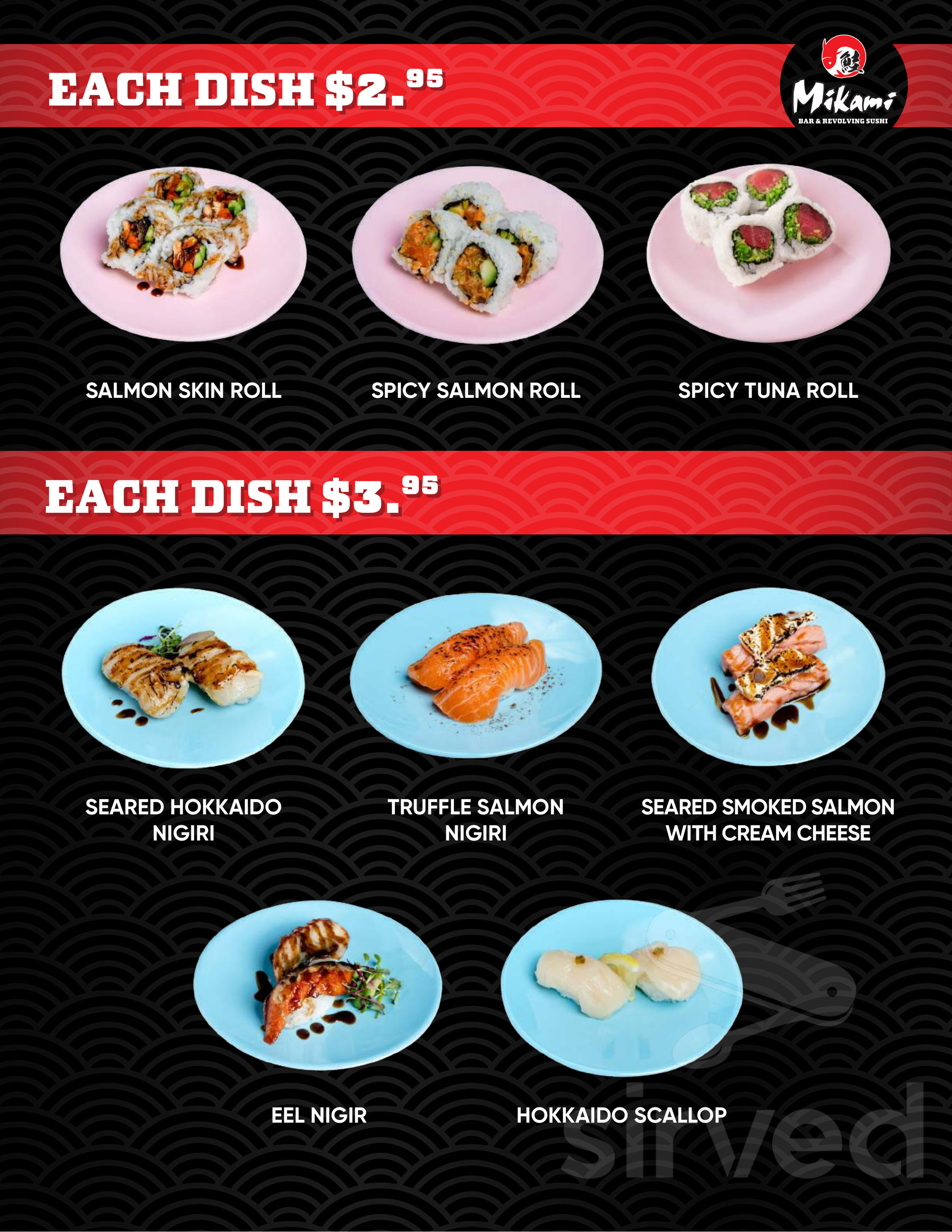 Mikami Bar & Revolving Sushi menu in San Diego, California, USA