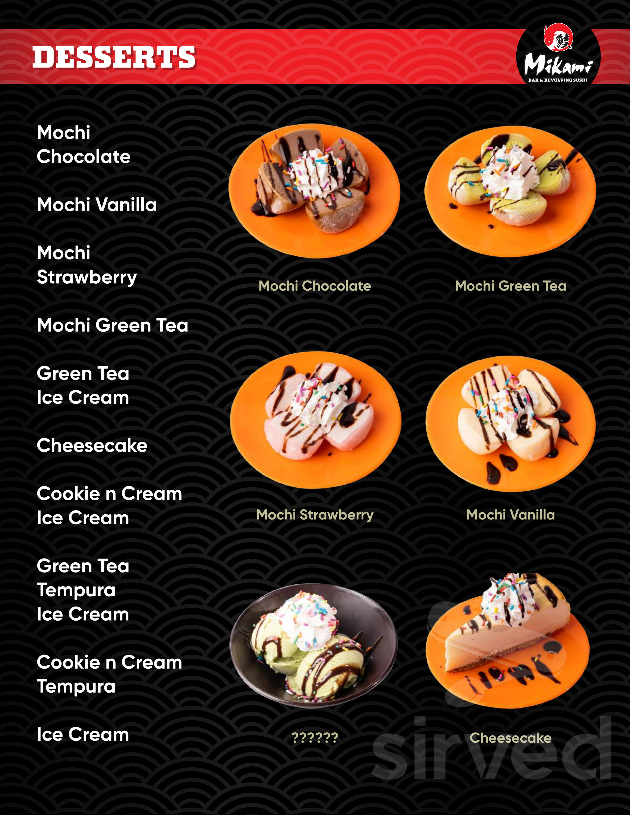 Mikami Bar & Revolving Sushi menu in San Diego, California, USA