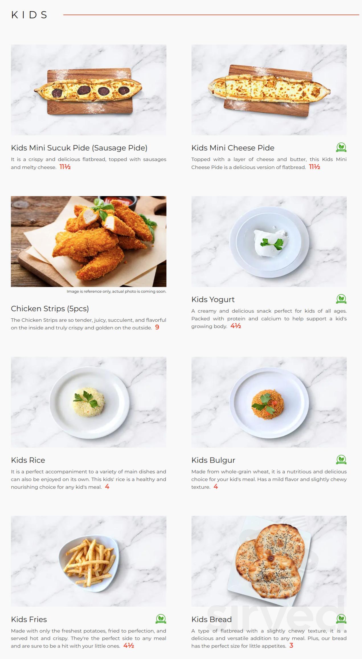 Sultan Ahmet Turkish Cuisine menu in Mississauga, Ontario, Canada