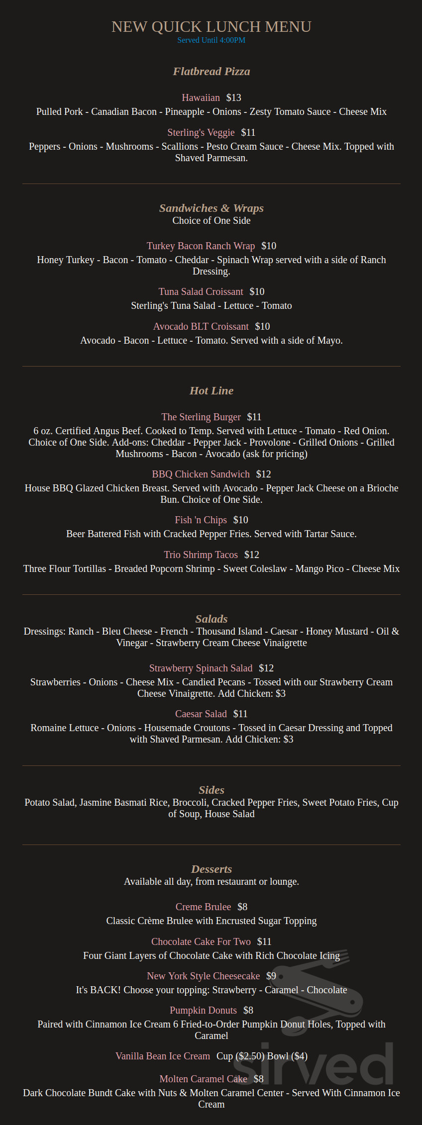 Sterling's Cafe & Grille menus in Luverne, Minnesota, United States