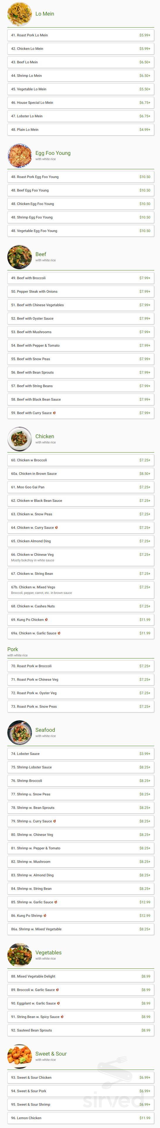 Menu - Kings Park NY's New Kings Food Chinese Restaurant | Sirved
