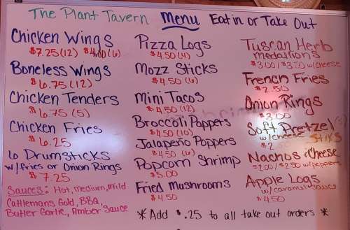 Plant menu in Olean, New York, USA